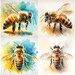 15 Watercolor Cute Bee Digital Images Jpgs Bee Clipart PNG Honey Bee ...