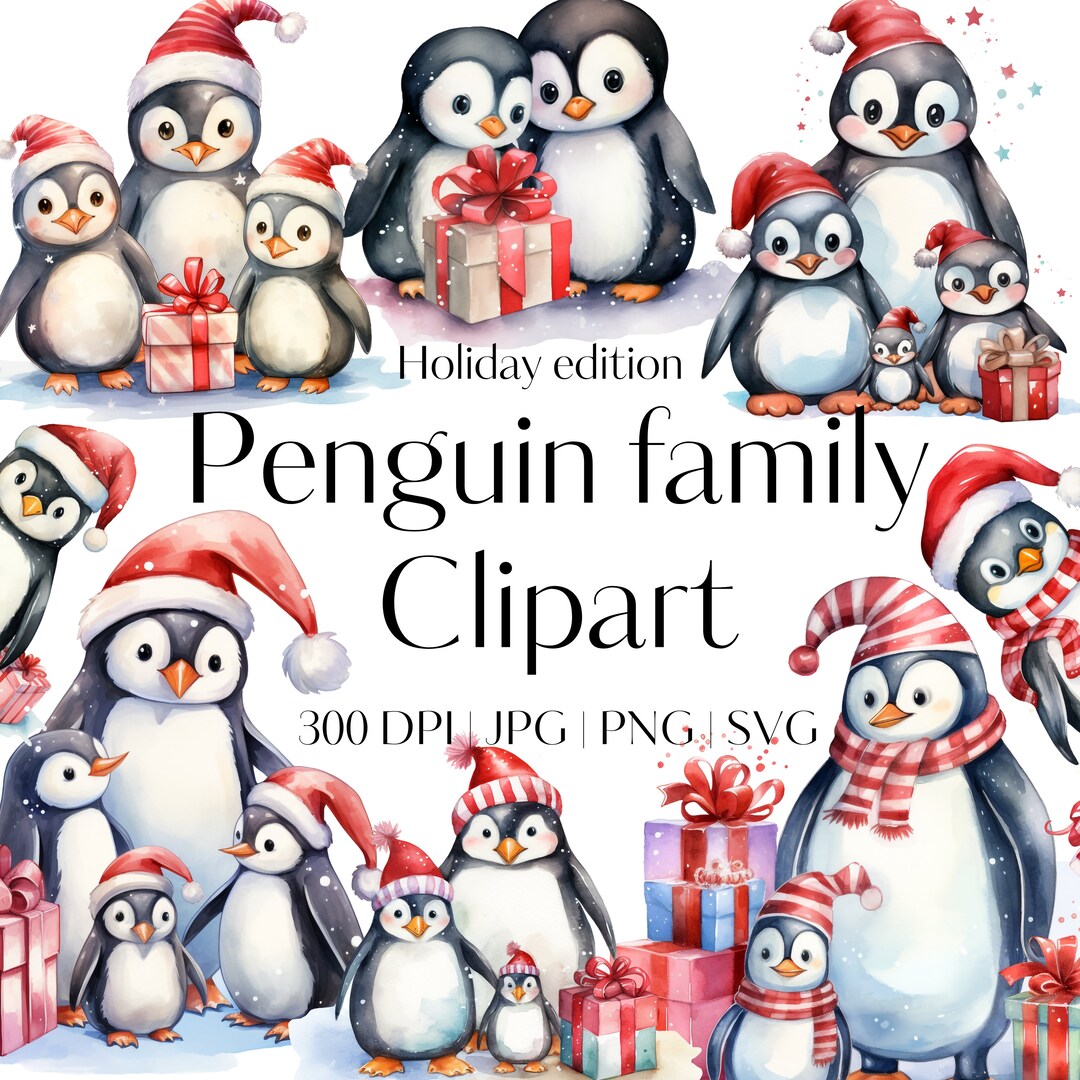 12 Watercolor Penguin Clipart Penguin Couple Clipart Cliparts Bundle ...