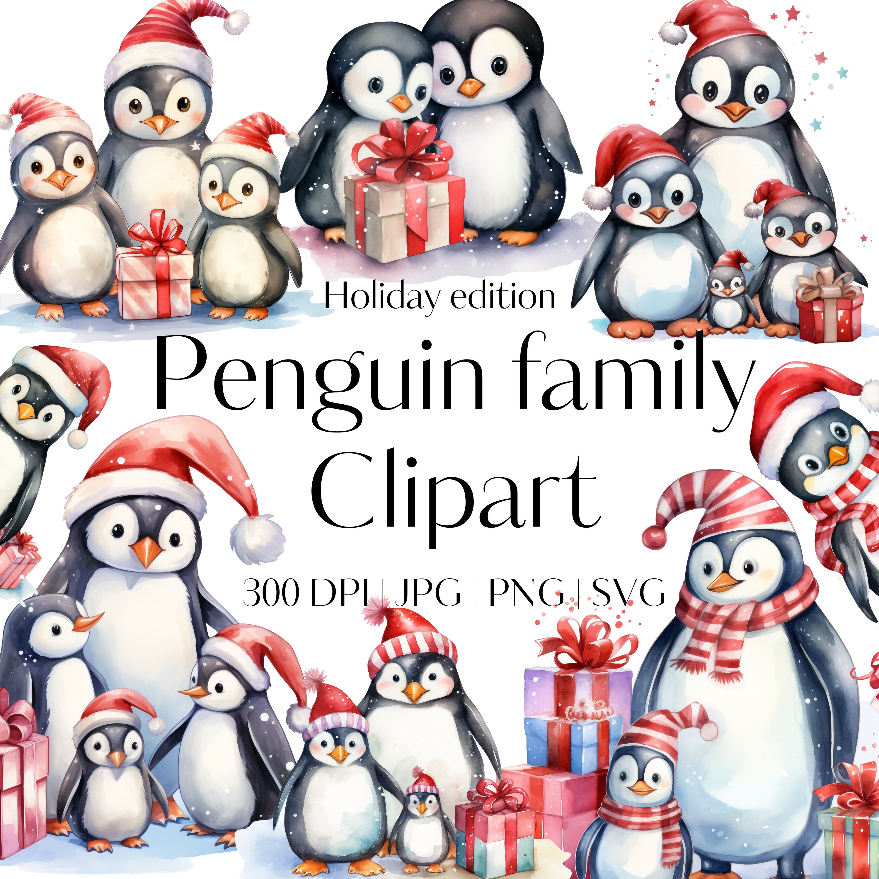 12 Watercolor Penguin Clipart Penguin Couple Clipart Cliparts Bundle ...
