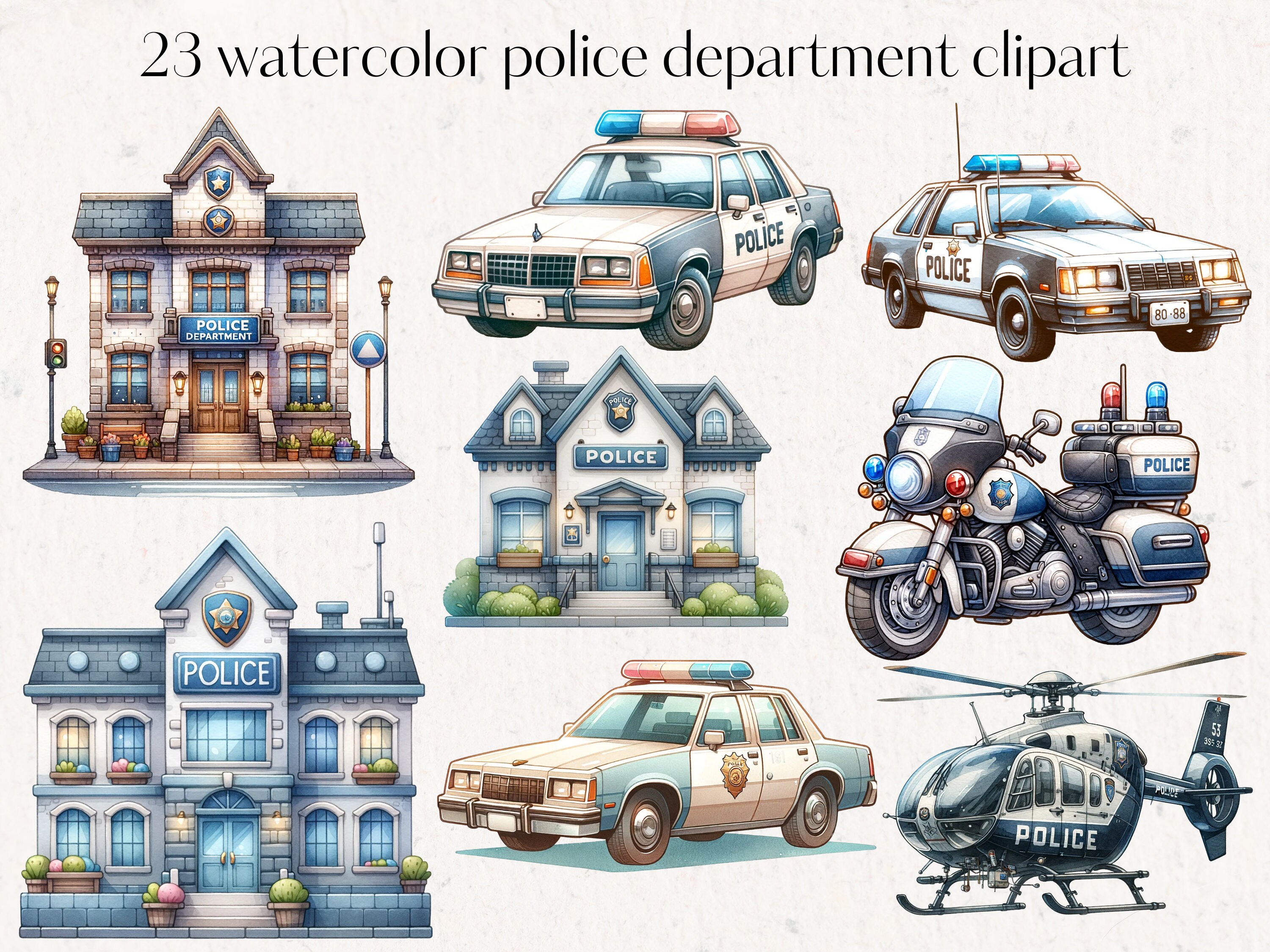 23 Police Department Watercolor Clipart PNG Police Clipart Police ...