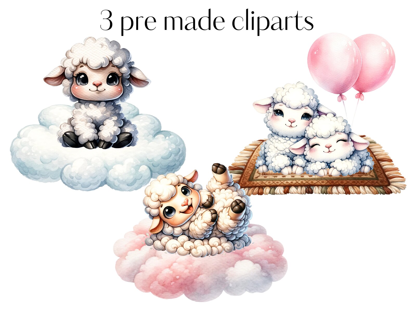 23 Watercolor Lamb Clipart Cute Sheep Clipart Baby Sheep Clipart Moon ...