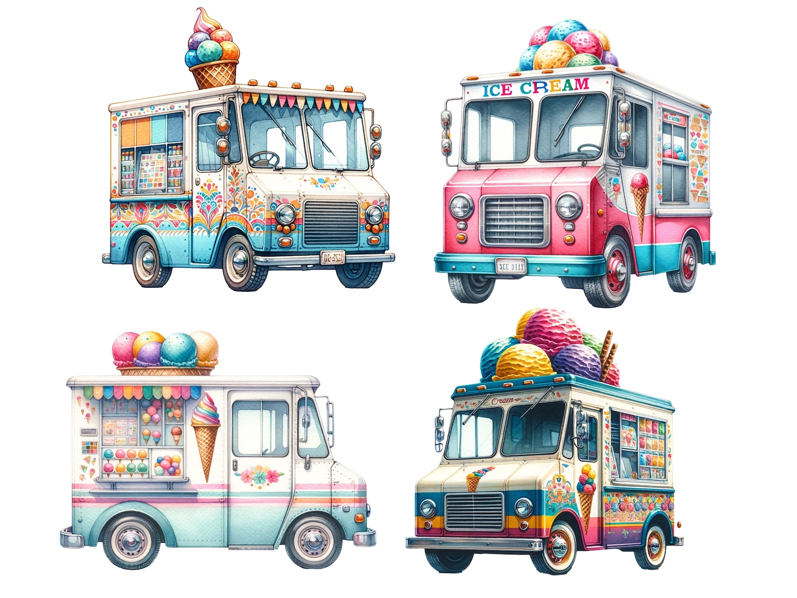 15 Ice Cream Truck Clipart Ice Cream Clipart Clipart Bundle Ice Cream ...