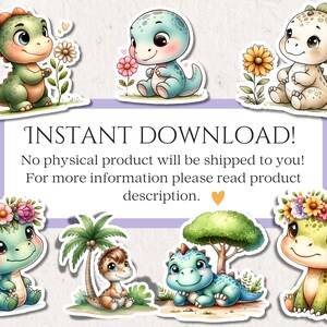 33 Cute Dinosaur Stickers Cricut Stickers Sticker PNG Bundle Printable ...