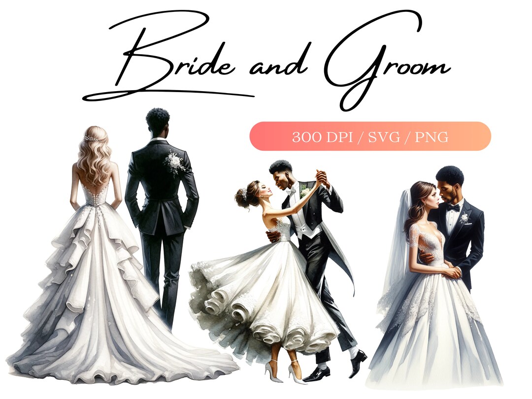 10 Bride and Groom Clipart SVG Husband and Wife PNG Couple Clipart ...