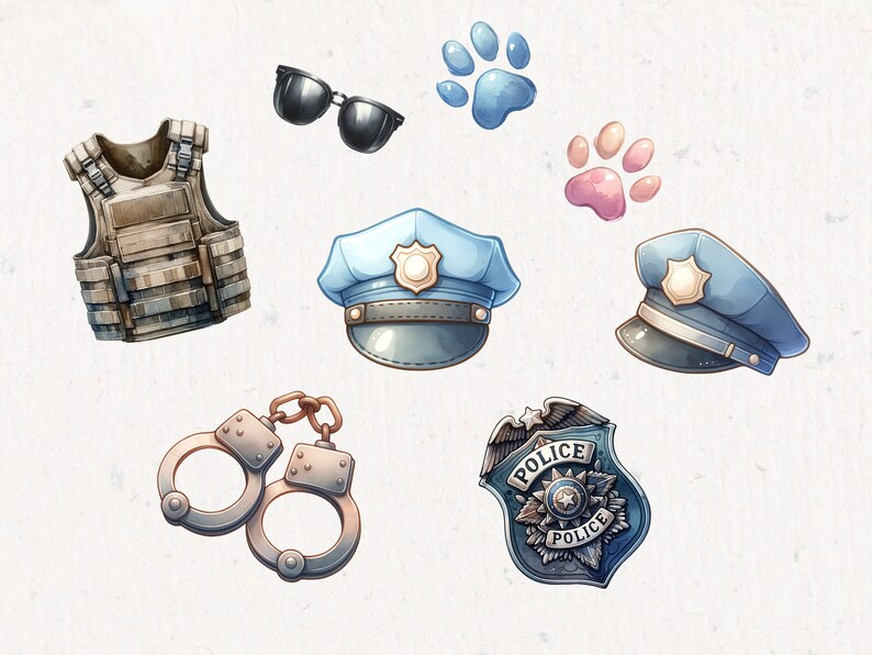 23 Police Department Watercolor Clipart PNG Police Clipart Police ...