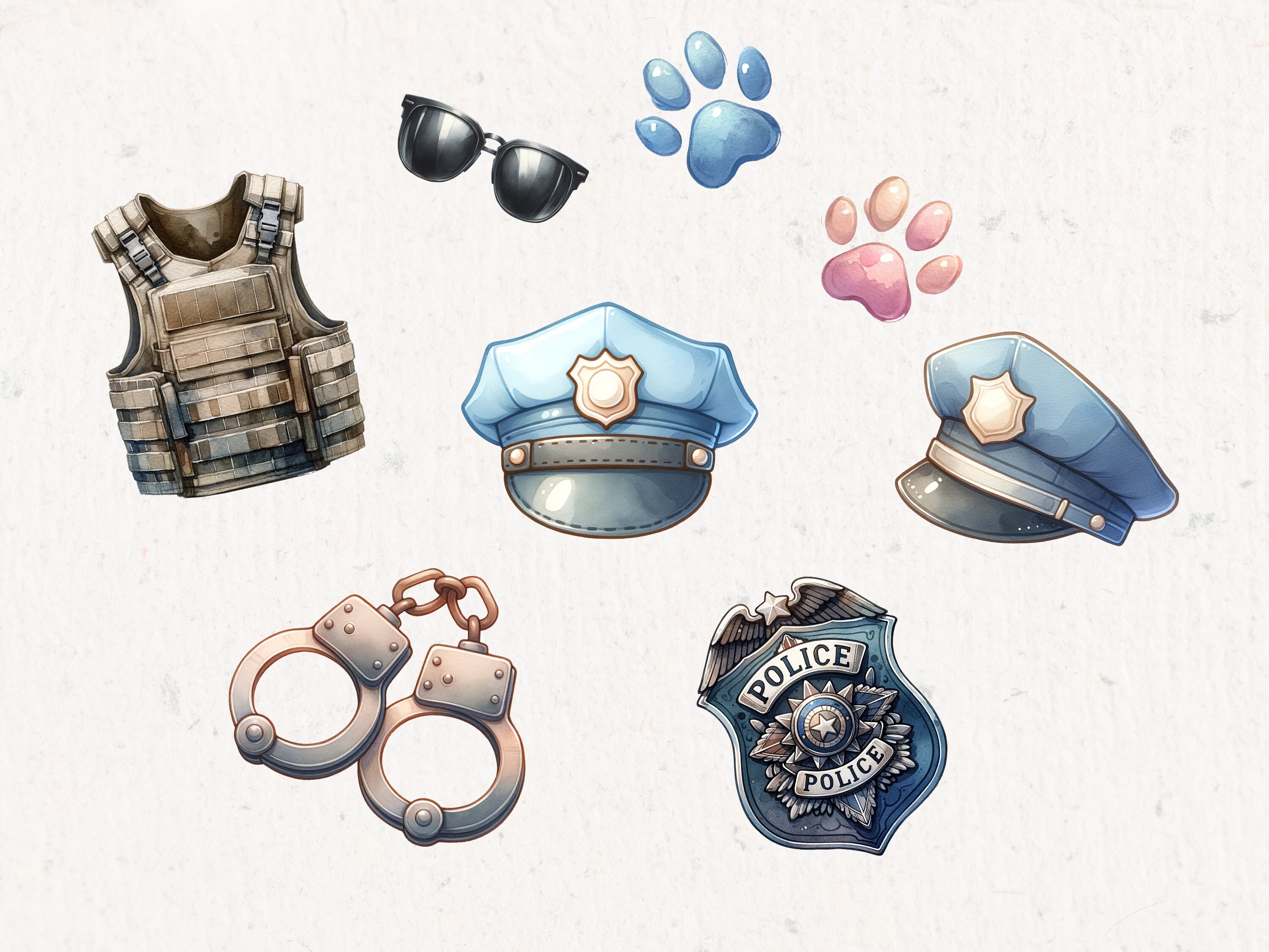 23 Police Department Watercolor Clipart PNG Police Clipart Police ...