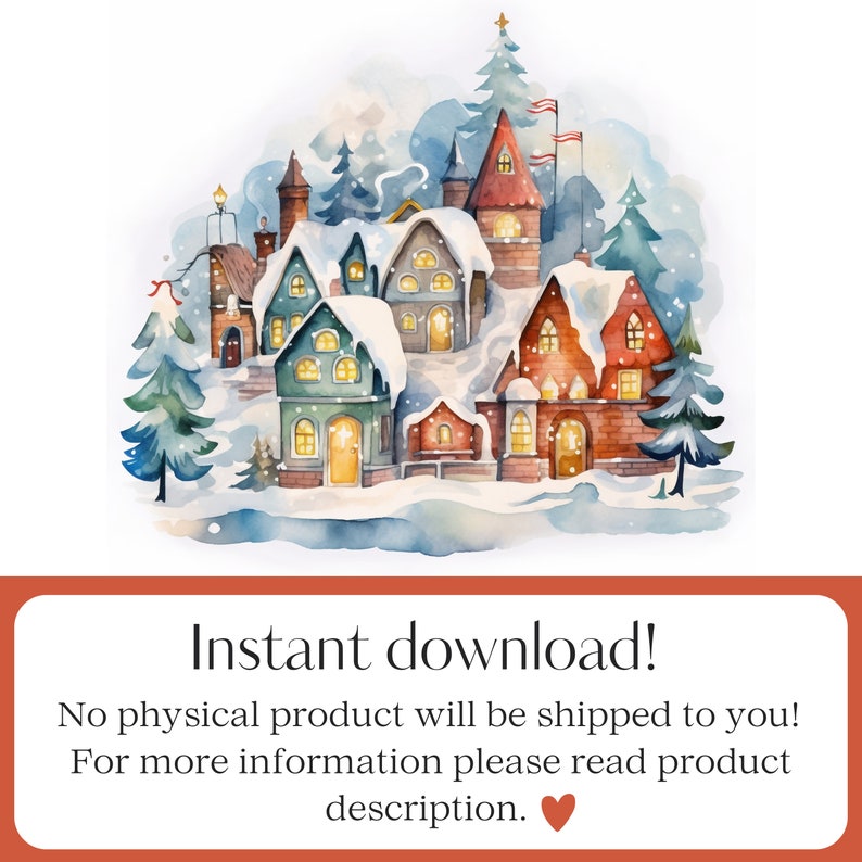10 Christmas Village Clipart JPG Christmas Scene PNG Wonderland Clipart ...