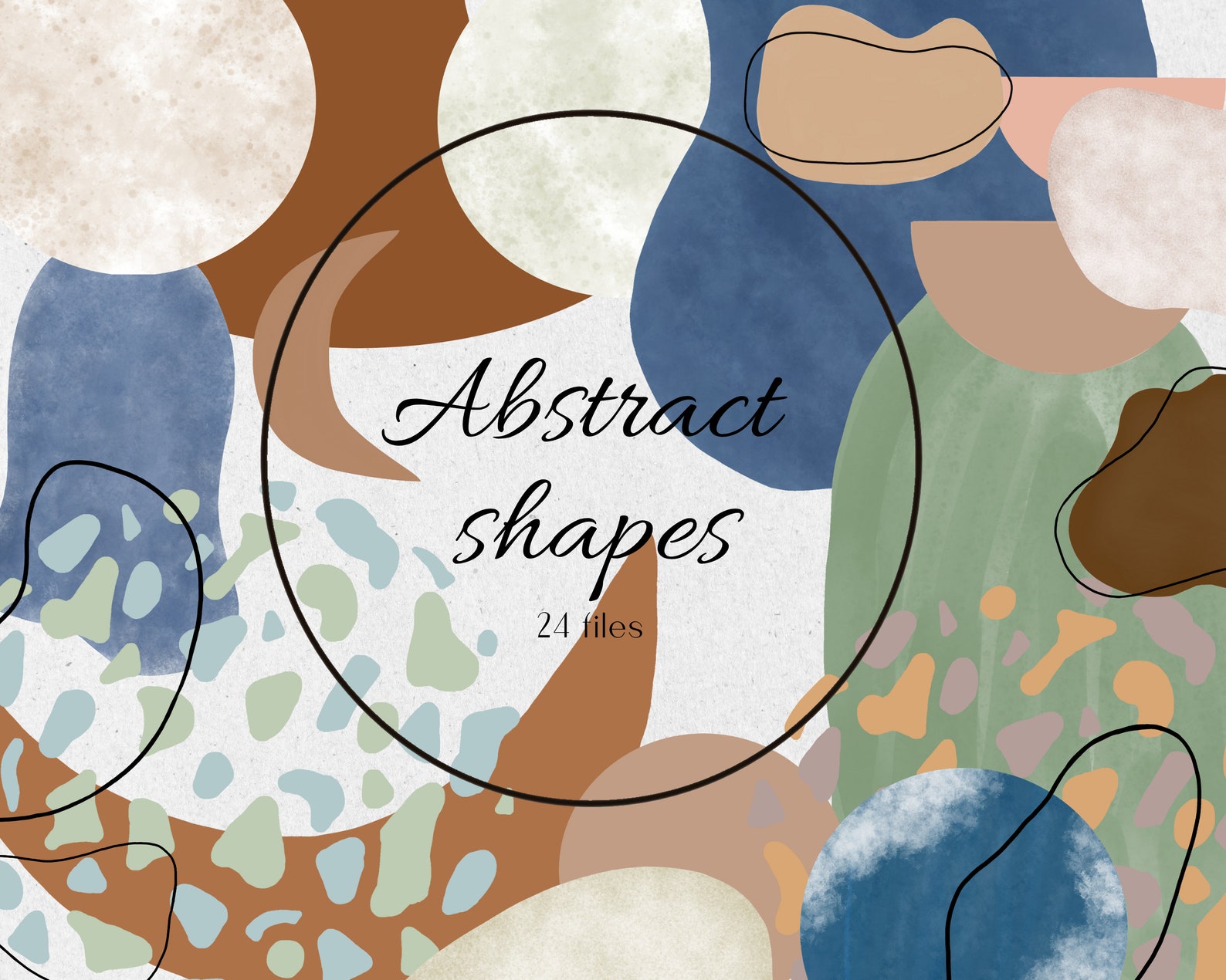 50 Abstract Shapes Floral Elements Clip Art Boho Line Art PNG EPS ...
