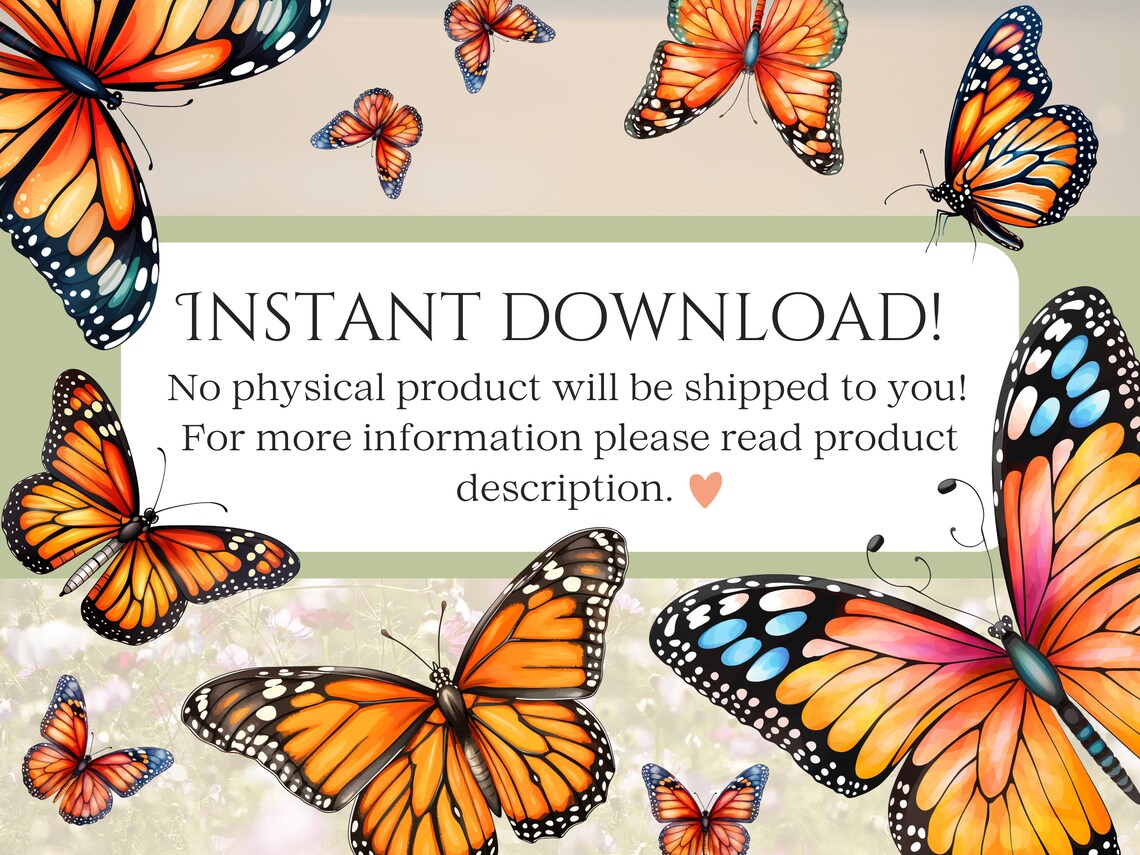 13 Monarch Butterfly Clipart Bundle Butterflies Clipart Insect - Etsy