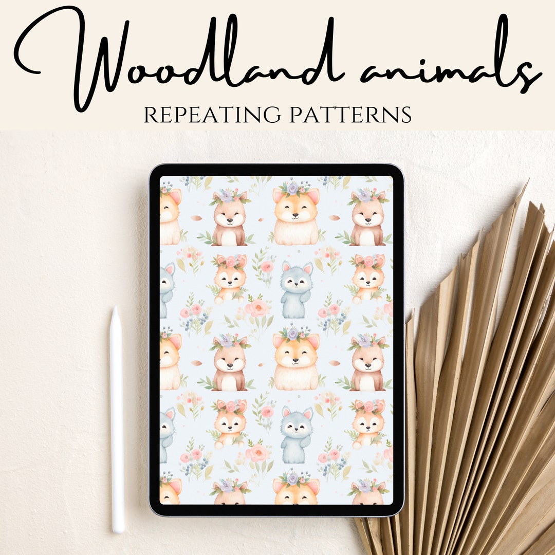 6 Woodland Animals Repeating Patterns SVG PNG EPS Forest Animals ...