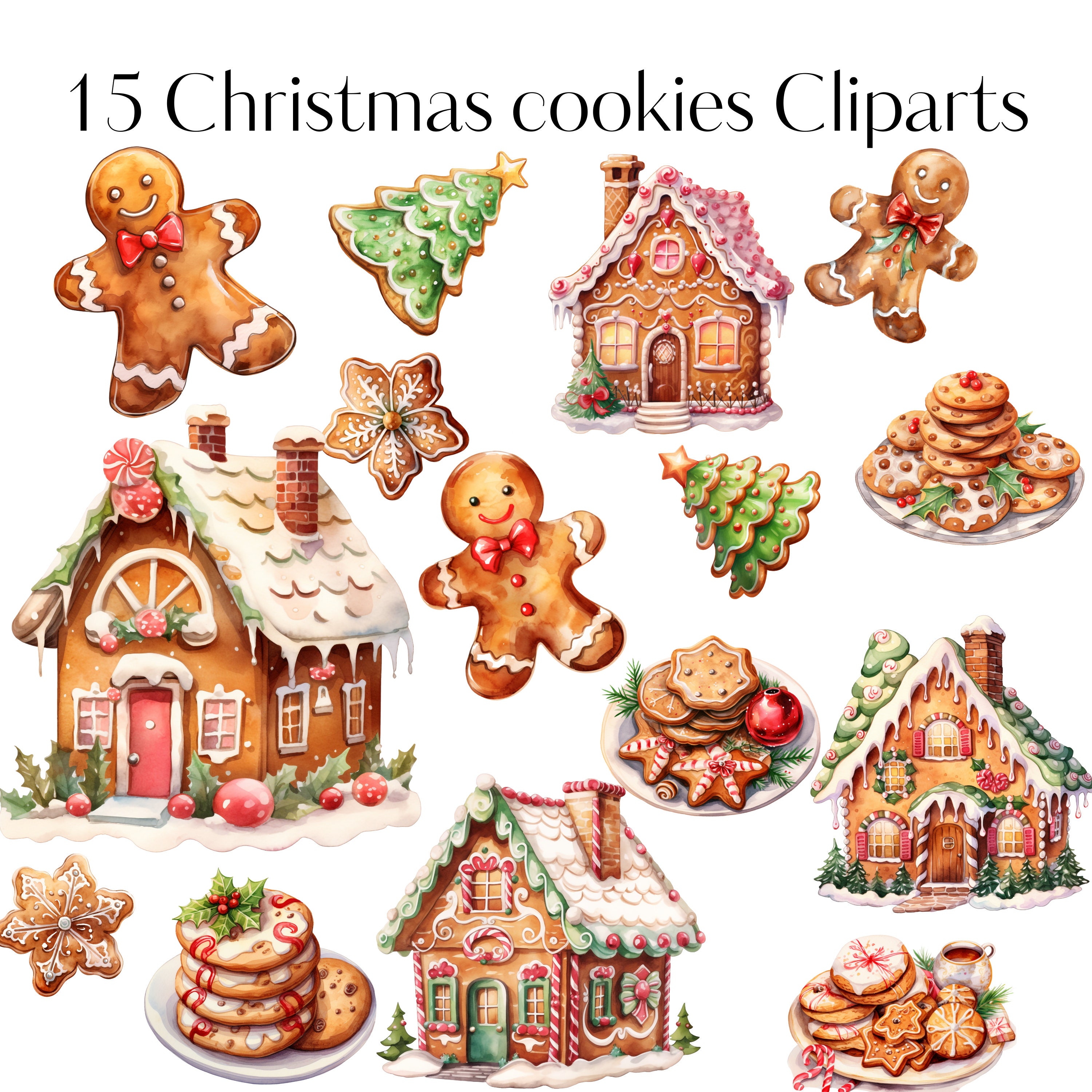 15 Christmas Cookies Clipart Bundle Christmas Decoration Clipart ...