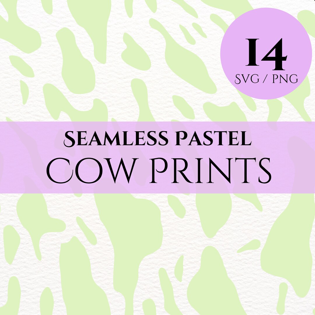 Pastel Cow Print SVG PNG Seamless Pattern Transparent Background ...
