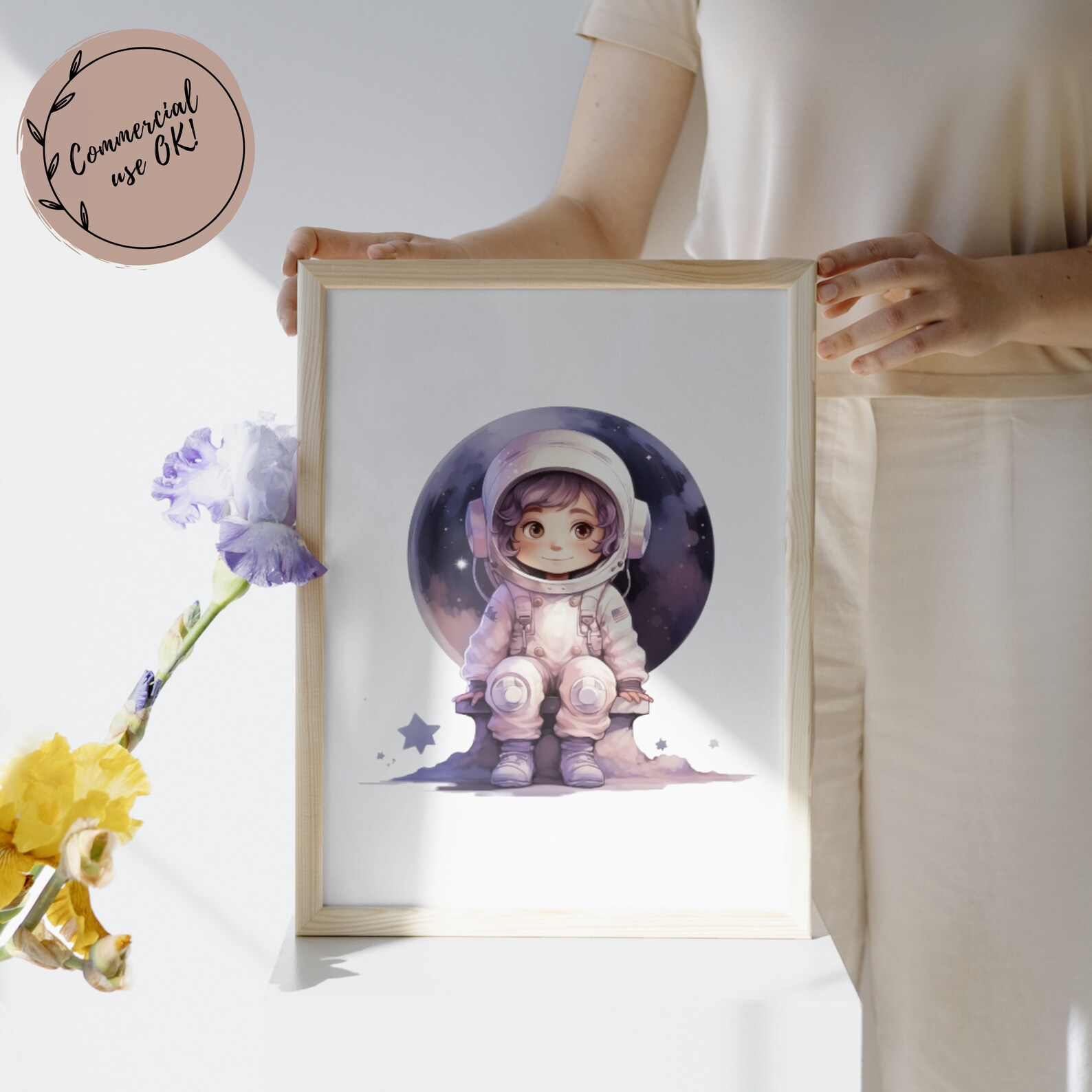 Girl Astronaut Clipart 1 PNG JPG Space Clipart Astronaut Wall Art ...