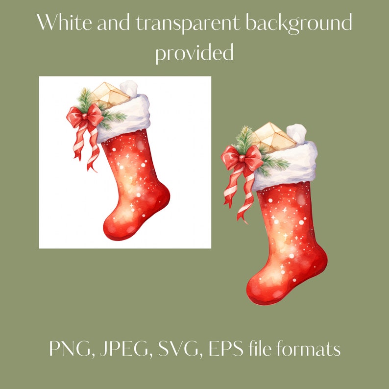 10 Watercolor Christmas Stocking Clipart Bundle Christmas Graphics ...