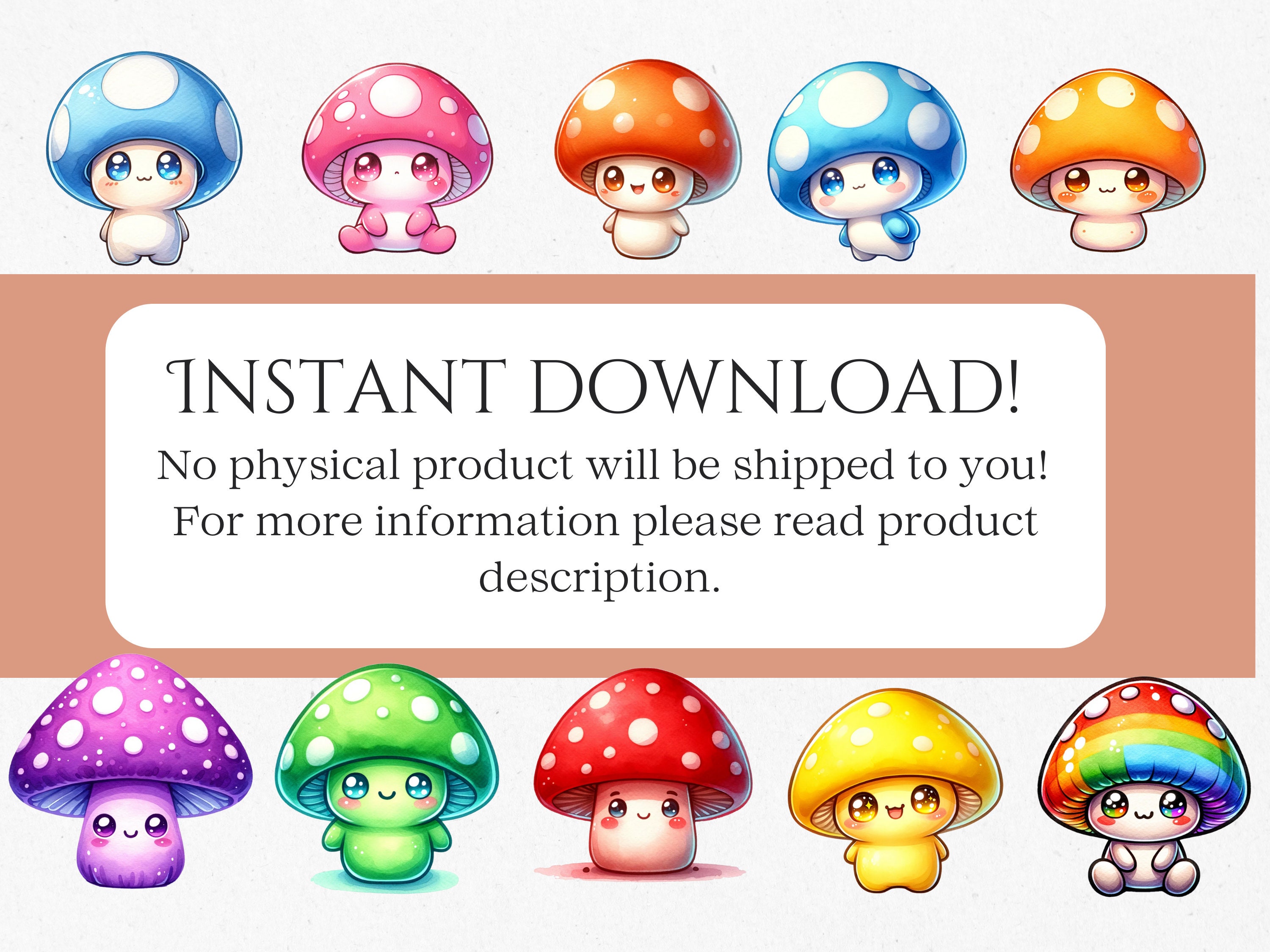 30 Watercolor Cute Mushroom PNG Bundle Mushroom Clipart Printable ...