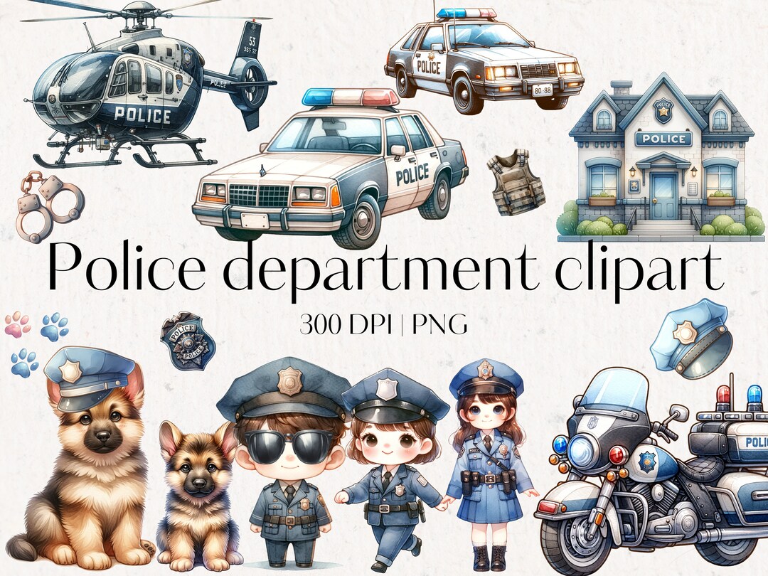 23 Police Department Watercolor Clipart PNG Police Clipart Police ...