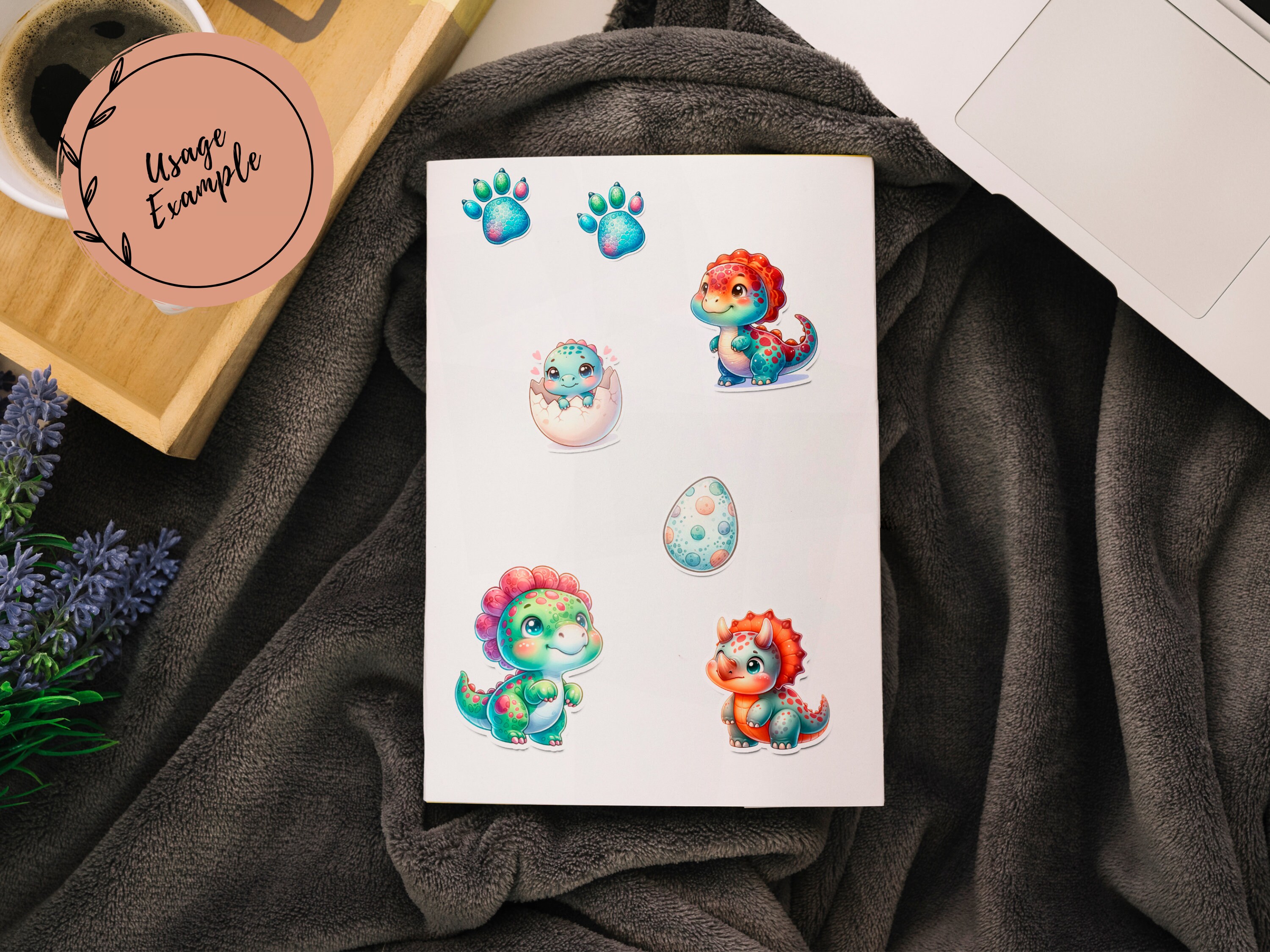 27 Cute Dinosaur Stickers Cricut Stickers Sticker PNG Bundle Printable ...