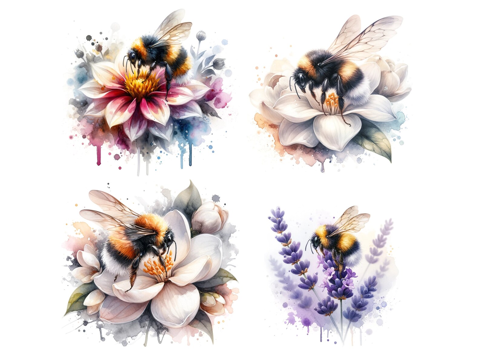 16 Watercolor Bumble Bee Clipart Jpgs Bumble Bee Pngs Bumble Bee Clip ...