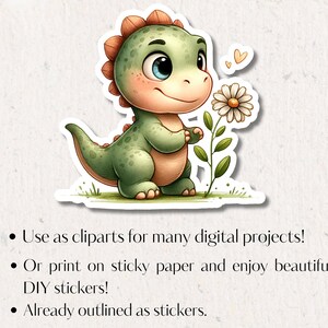 33 Cute Dinosaur Stickers Cricut Stickers Sticker PNG Bundle Printable ...