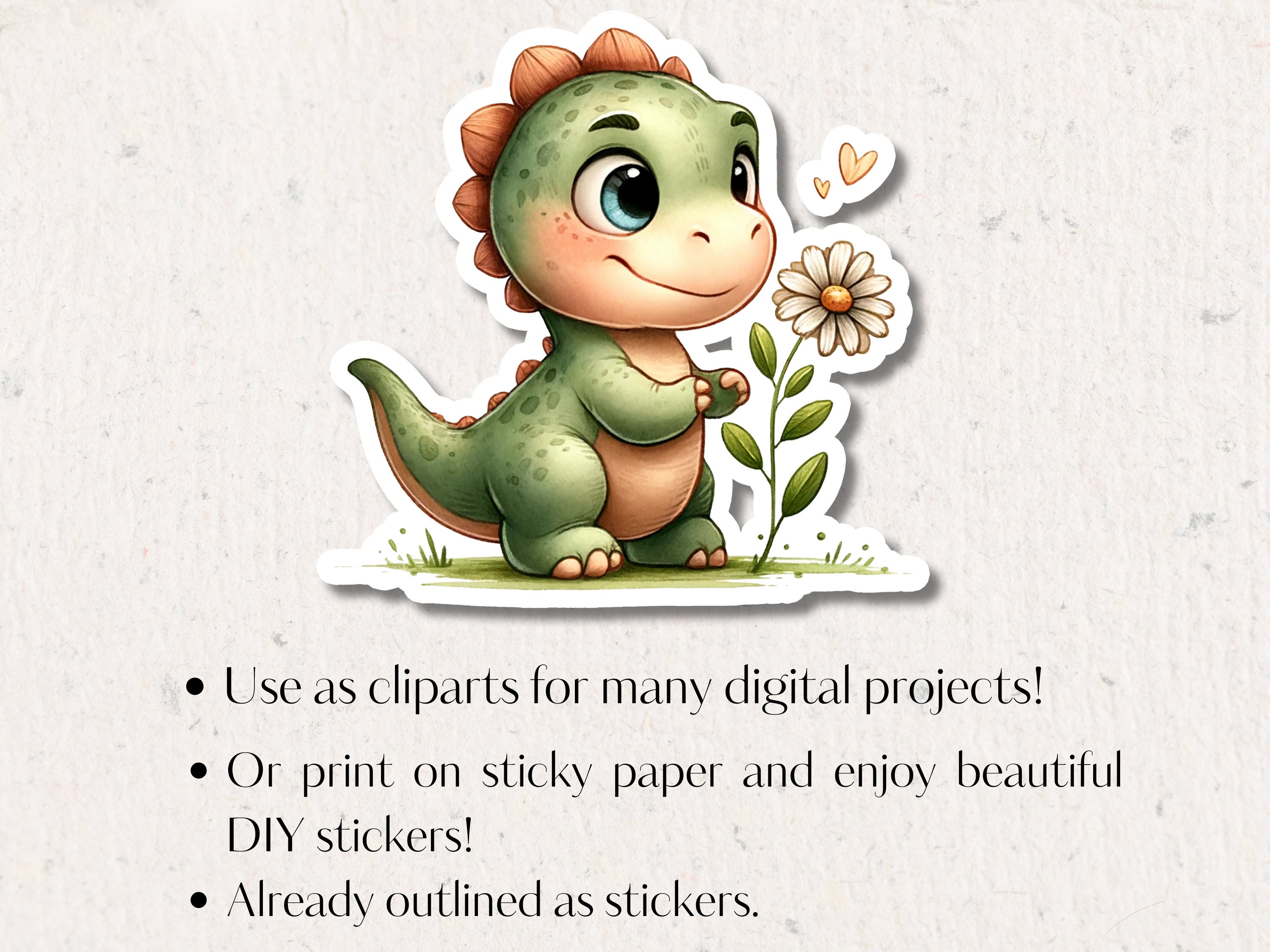 33 Cute Dinosaur Stickers Cricut Stickers Sticker PNG Bundle Printable ...