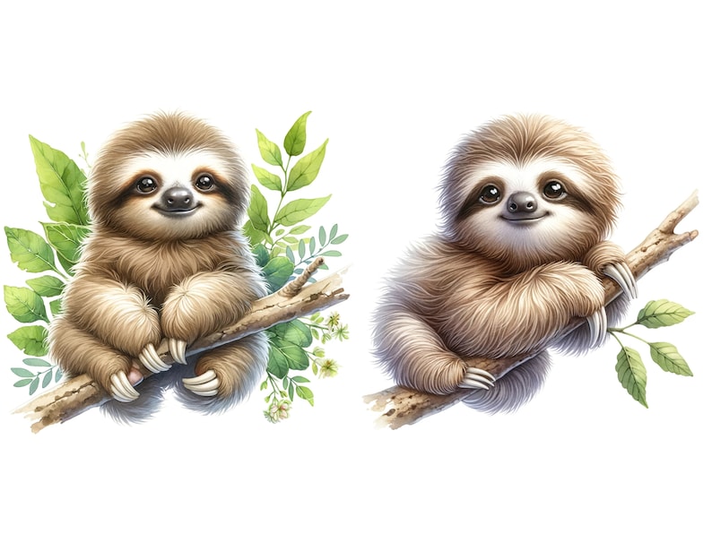 Sloth Clipart | 12 Baby Sloth Clipart | High Quality JPG | Lazy Sloth ...