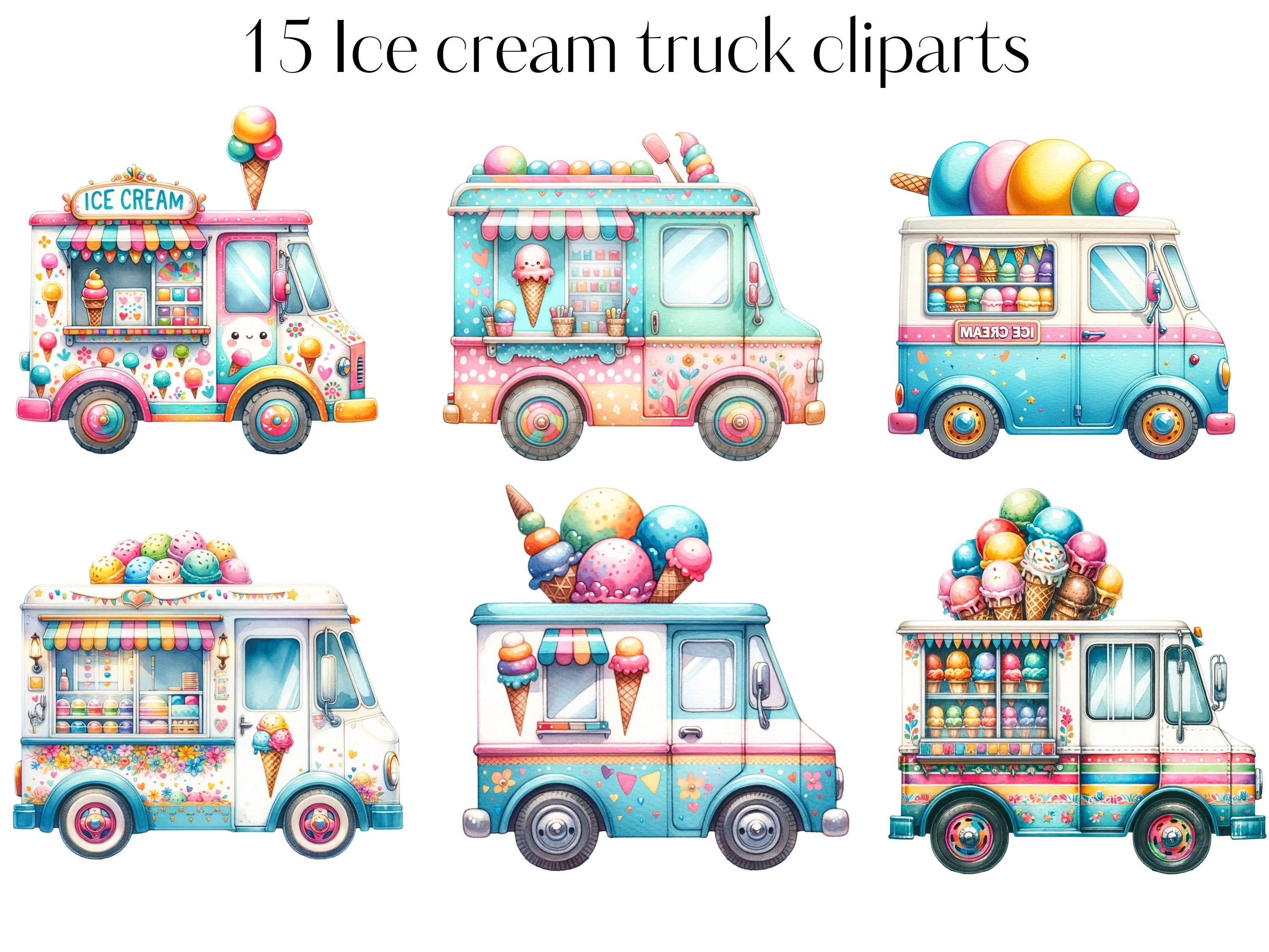 15 Ice Cream Truck Clipart Ice Cream Clipart Clipart Bundle Ice Cream ...