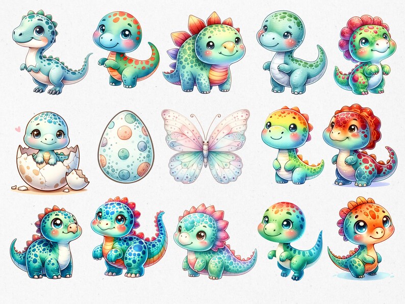 27 Cute Dinosaur Stickers Cricut Stickers Sticker PNG Bundle Printable ...