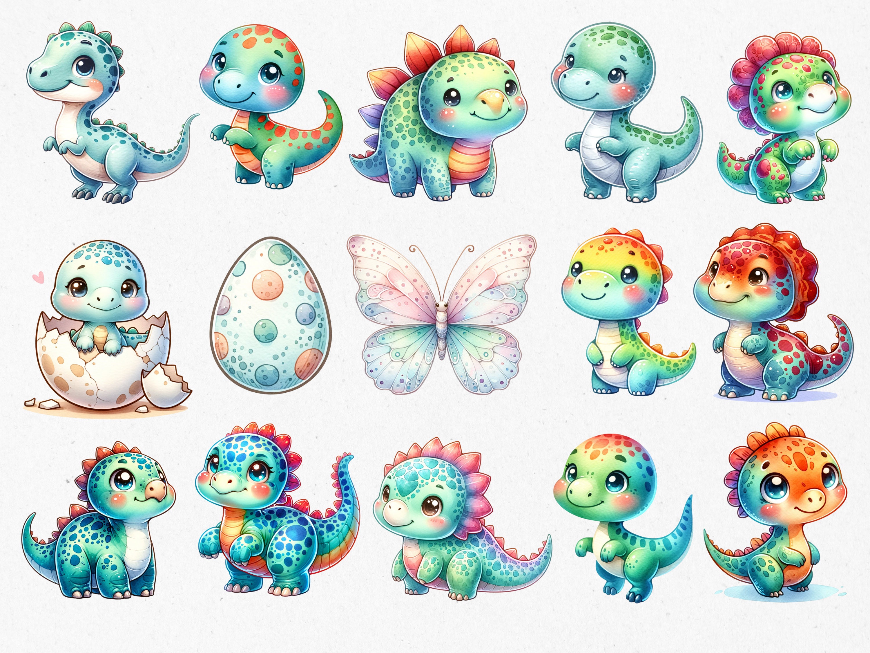 27 Cute Dinosaur Stickers Cricut Stickers Sticker PNG Bundle Printable ...