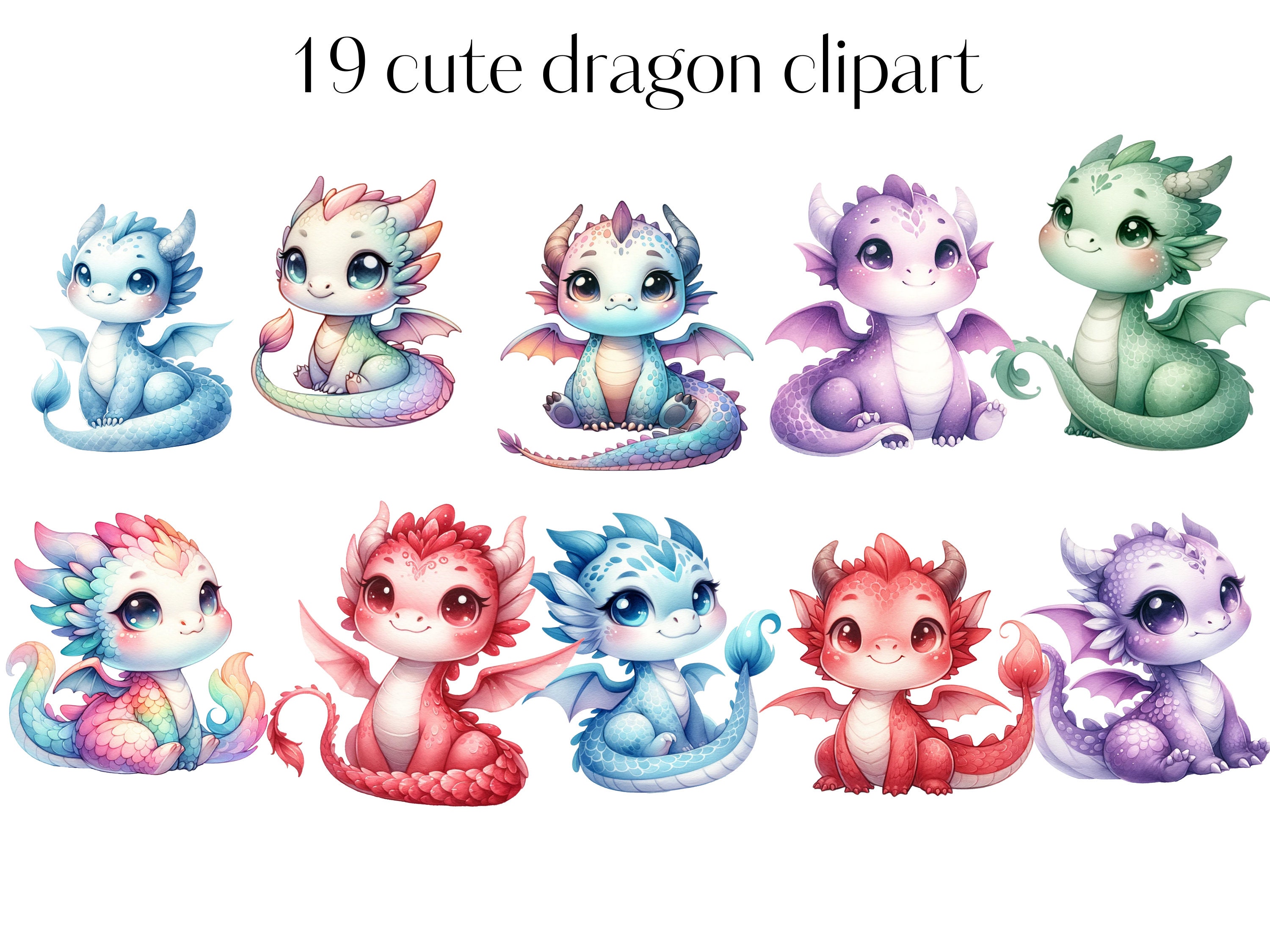 19 Dragon Clipart Watercolor Dragon PNG Fantasy Dragon Clipart Nursery ...