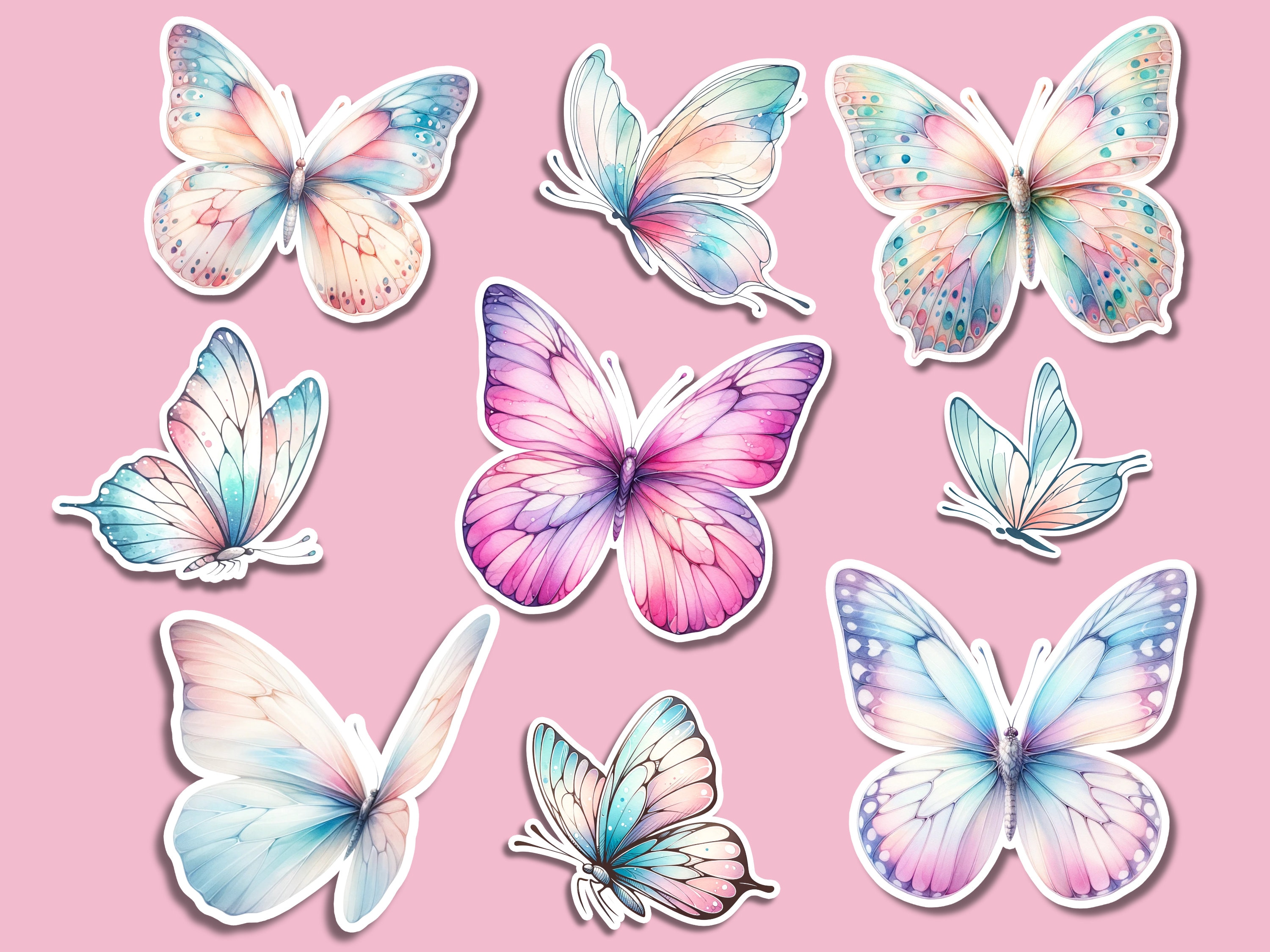 Watercolor Butterfly Clipart, 20 Butterfly Digital Stickers, Sticker ...