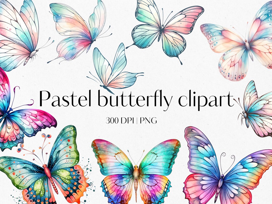 Watercolor Butterfly Clipart 10 Butterflies Clipart Pastel Butterflies ...