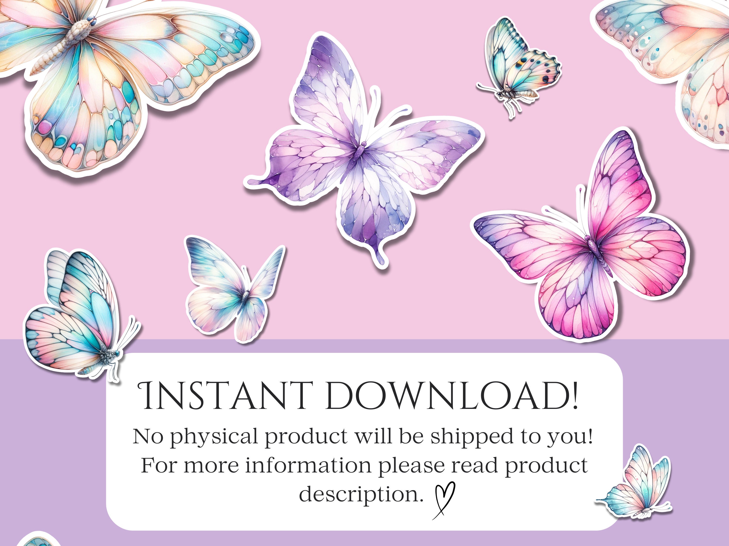 Watercolor Butterfly Clipart, 20 Butterfly Digital Stickers, Sticker ...