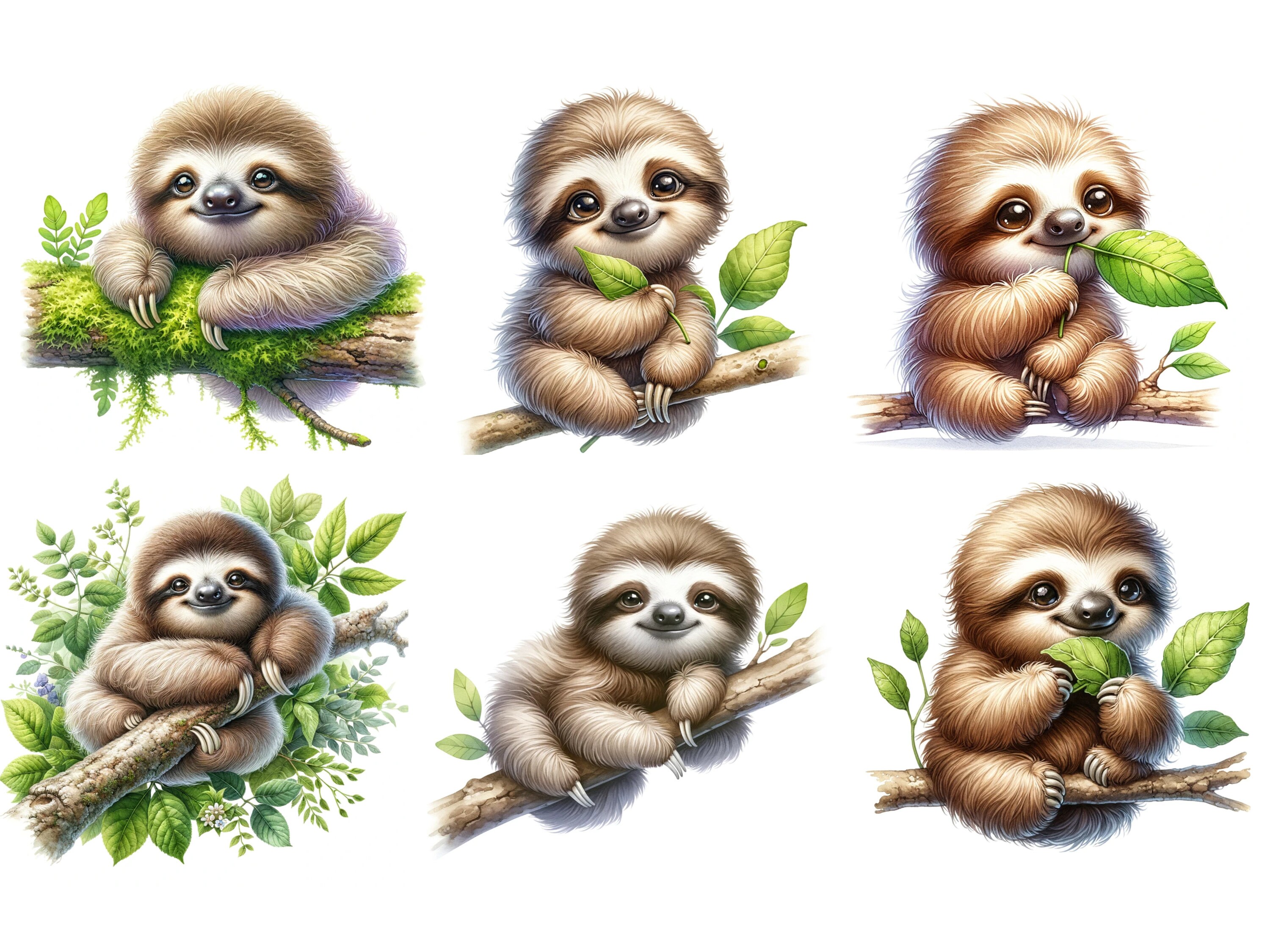 Sloth Clipart | 12 Baby Sloth Clipart | High Quality JPG | Lazy Sloth ...