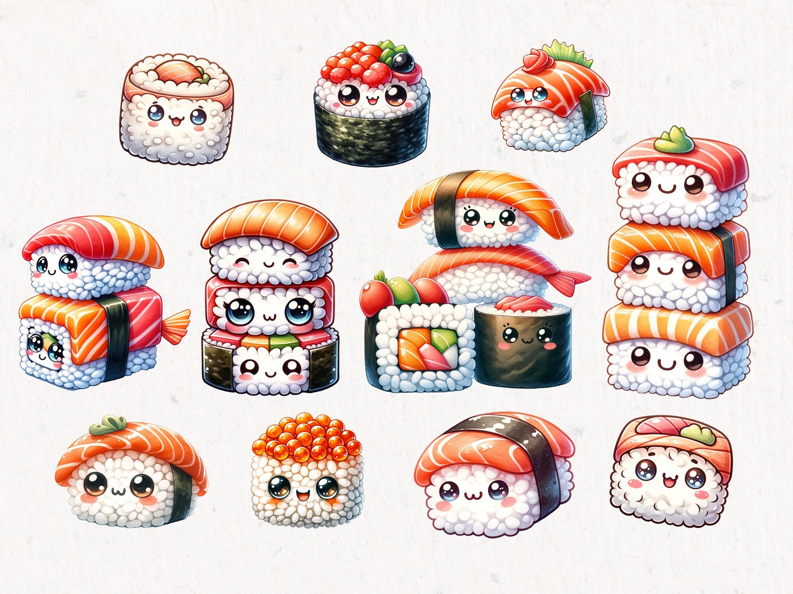20 Cute Sushi Clipart Food Clipart Sushi PNG Watercolor Sushi Clipart ...