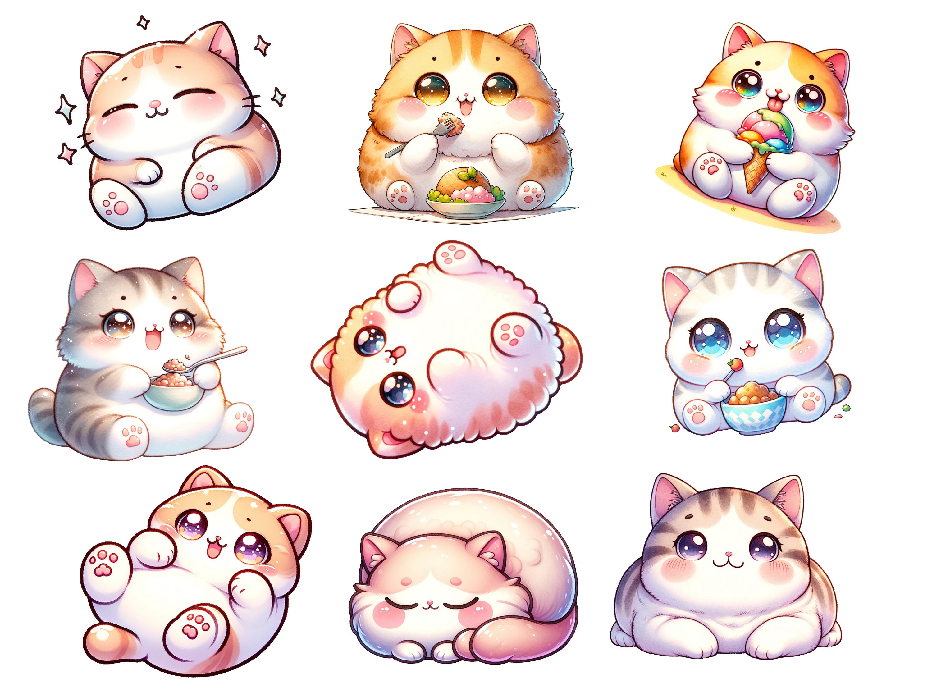 21 Chubby Cat Clipart Cat PNG Chubby Cats Watercolor Cat Clipart Fat ...