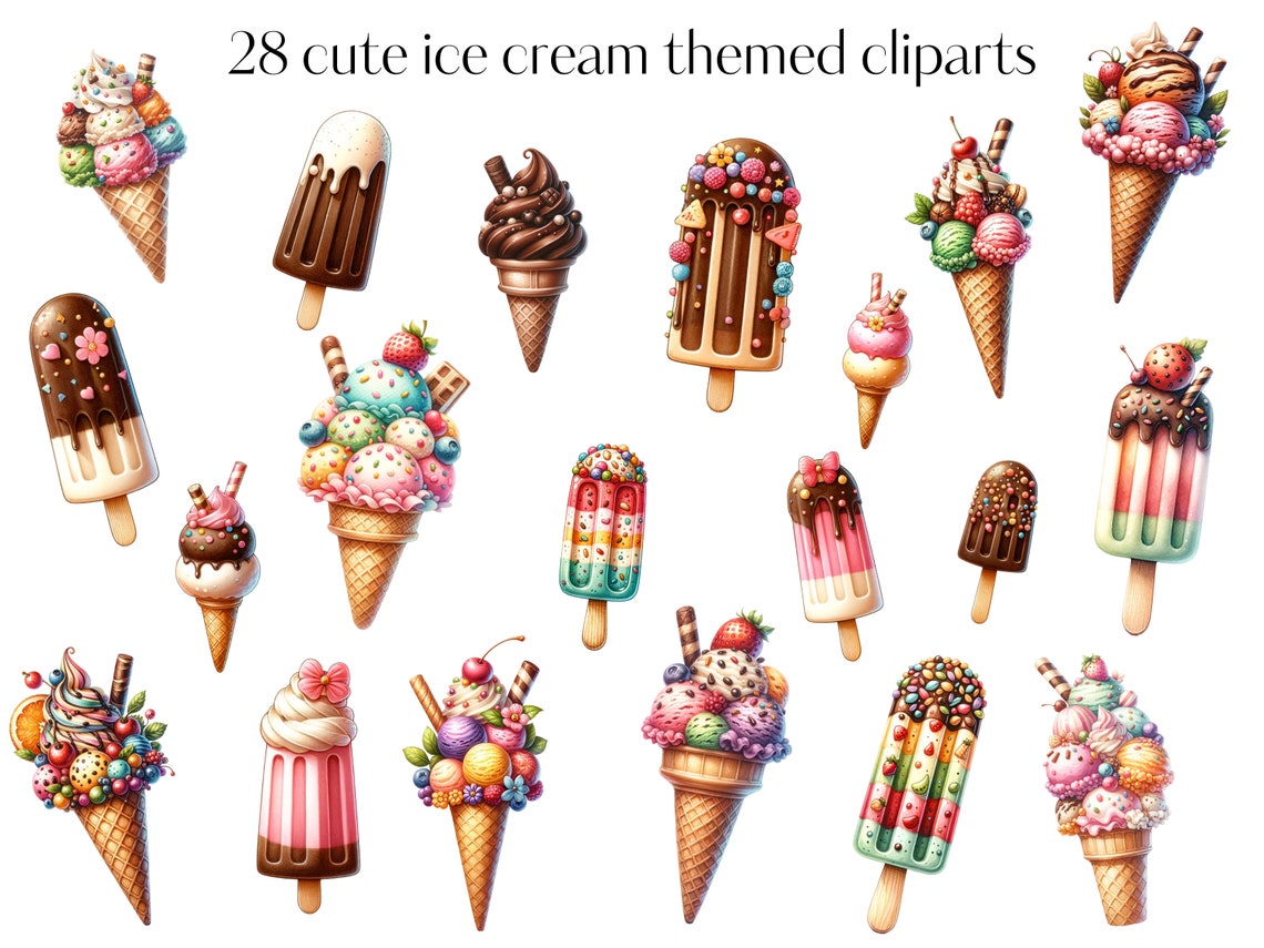 29 Ice Cream Clipart Digital Stickers Ice Cream PNG SVG Cricut Stickers ...
