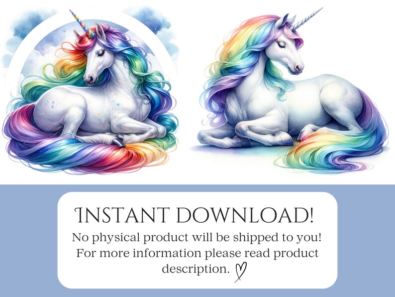 10 Rainbow Unicorn Clipart Bundle High Quality JPG Unicorn Clip Art ...