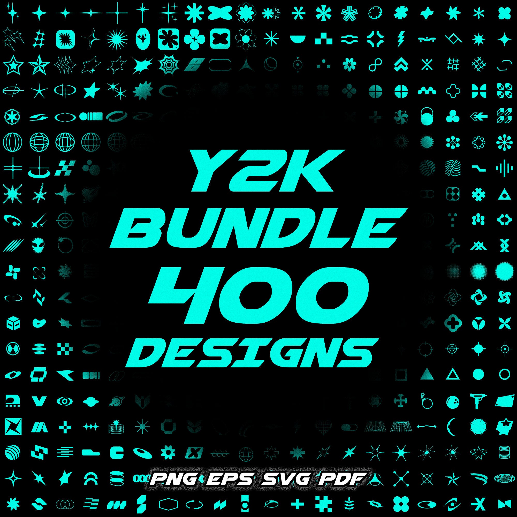Y2K Shapes Bundle 400 Unique Icons & Shapes, Y2K Vector, Y2K Logo ...