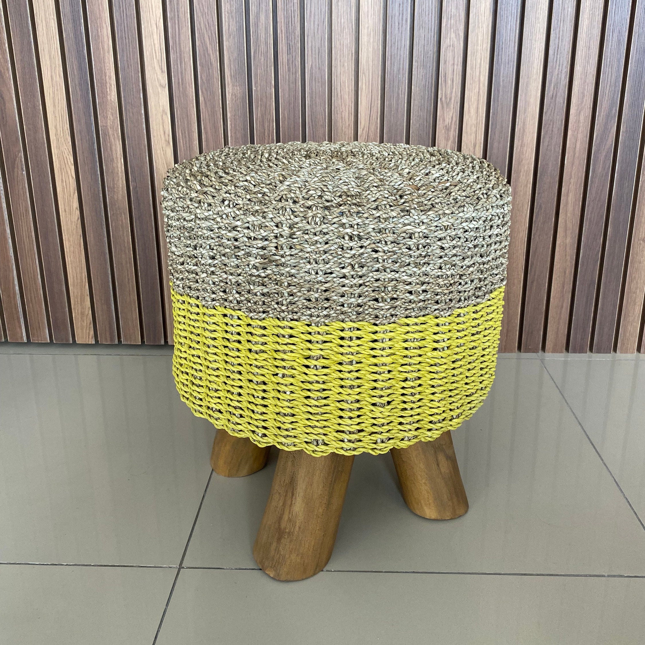 Handmade Wicker Hemp Rope Pouf Ottoman Chair 3-colors - Etsy
