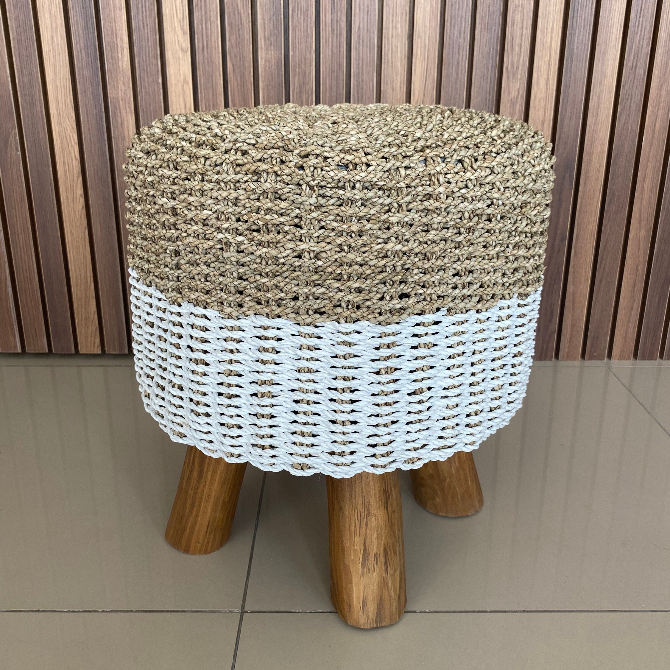 Handmade Wicker Hemp Rope Pouf Ottoman Chair 3-colors - Etsy