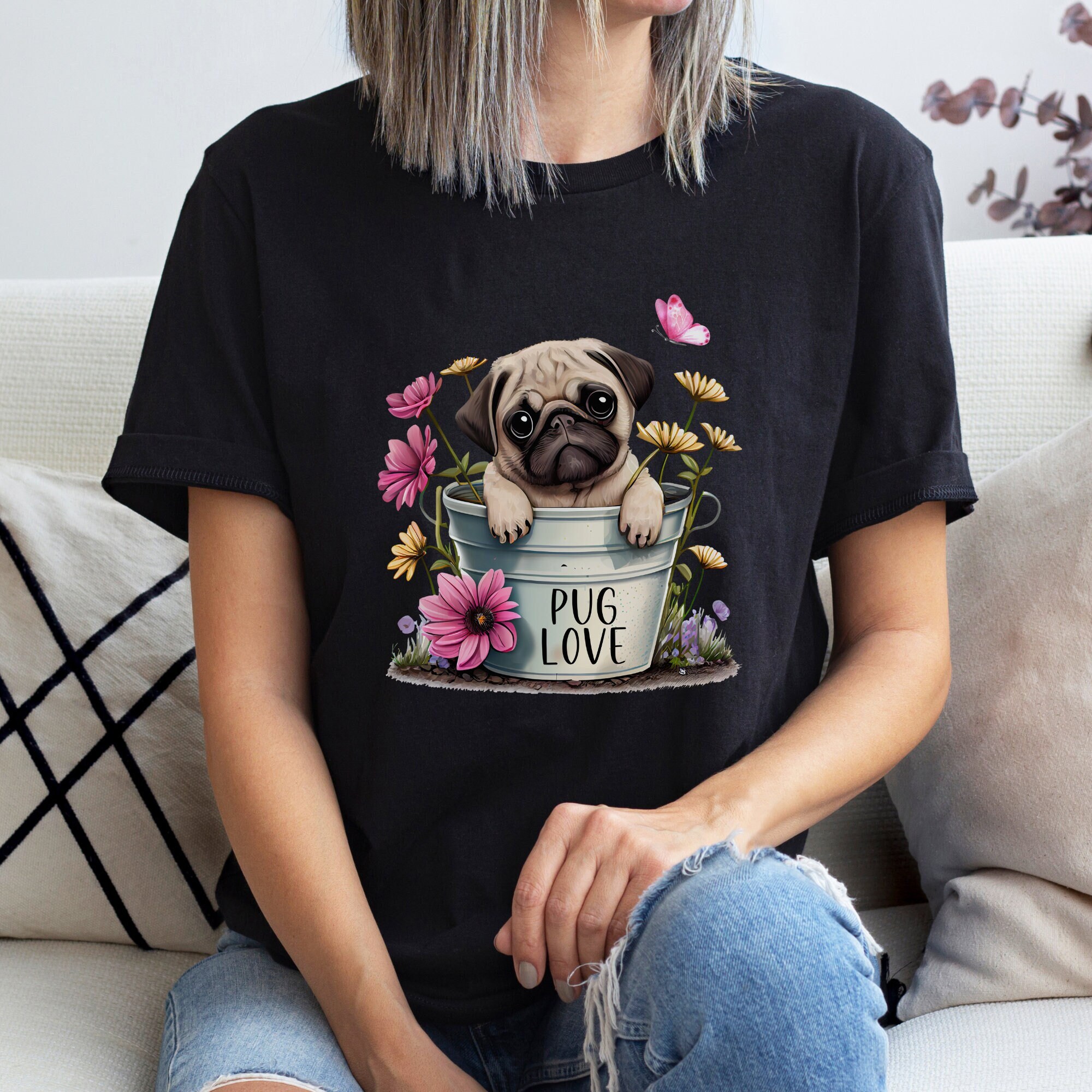 Pug Dog Tee Shirt for Pug Owners & Dog Lovers, Pug Lover Gift for Her ...