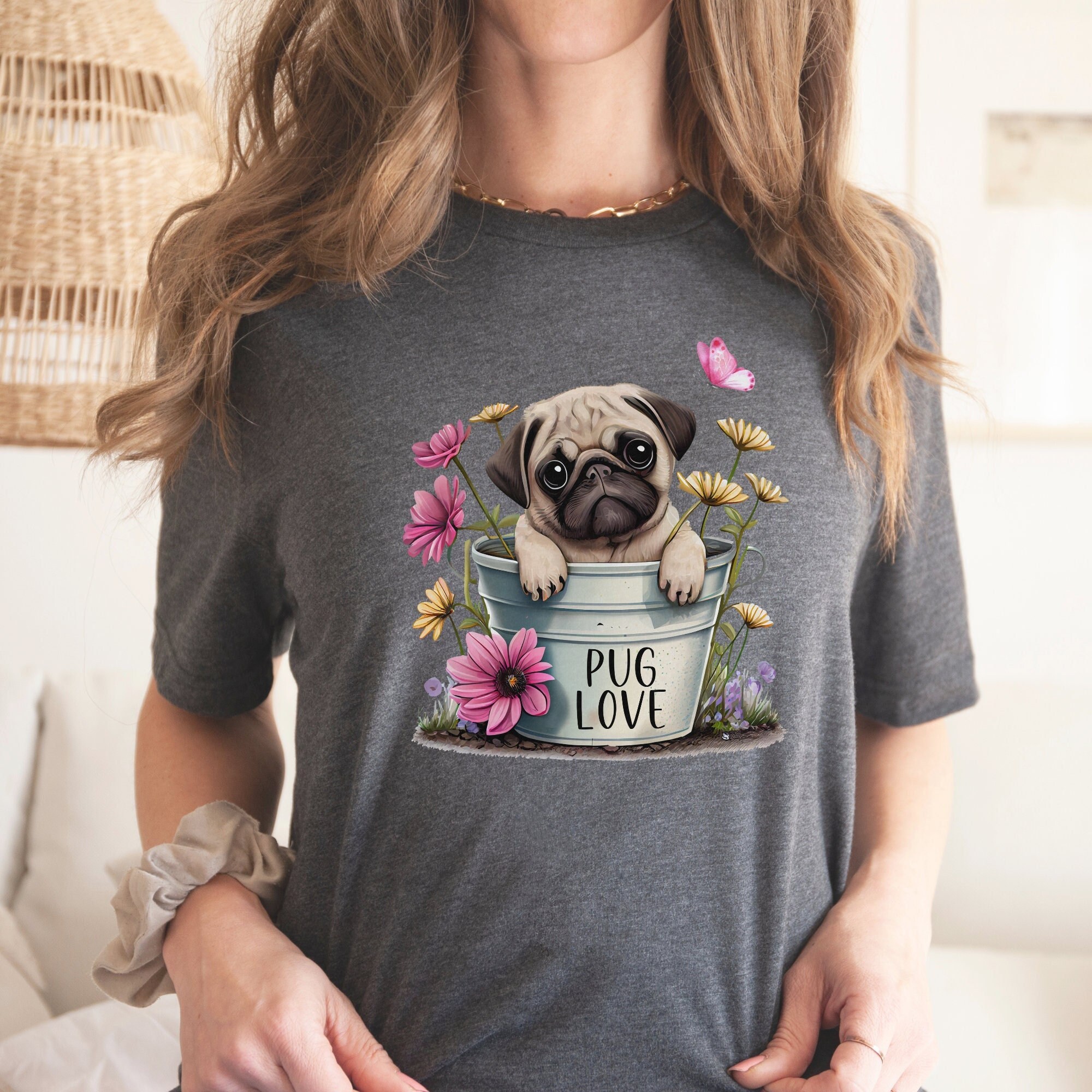 Pug Dog Tee Shirt for Pug Owners & Dog Lovers, Pug Lover Gift for Her ...