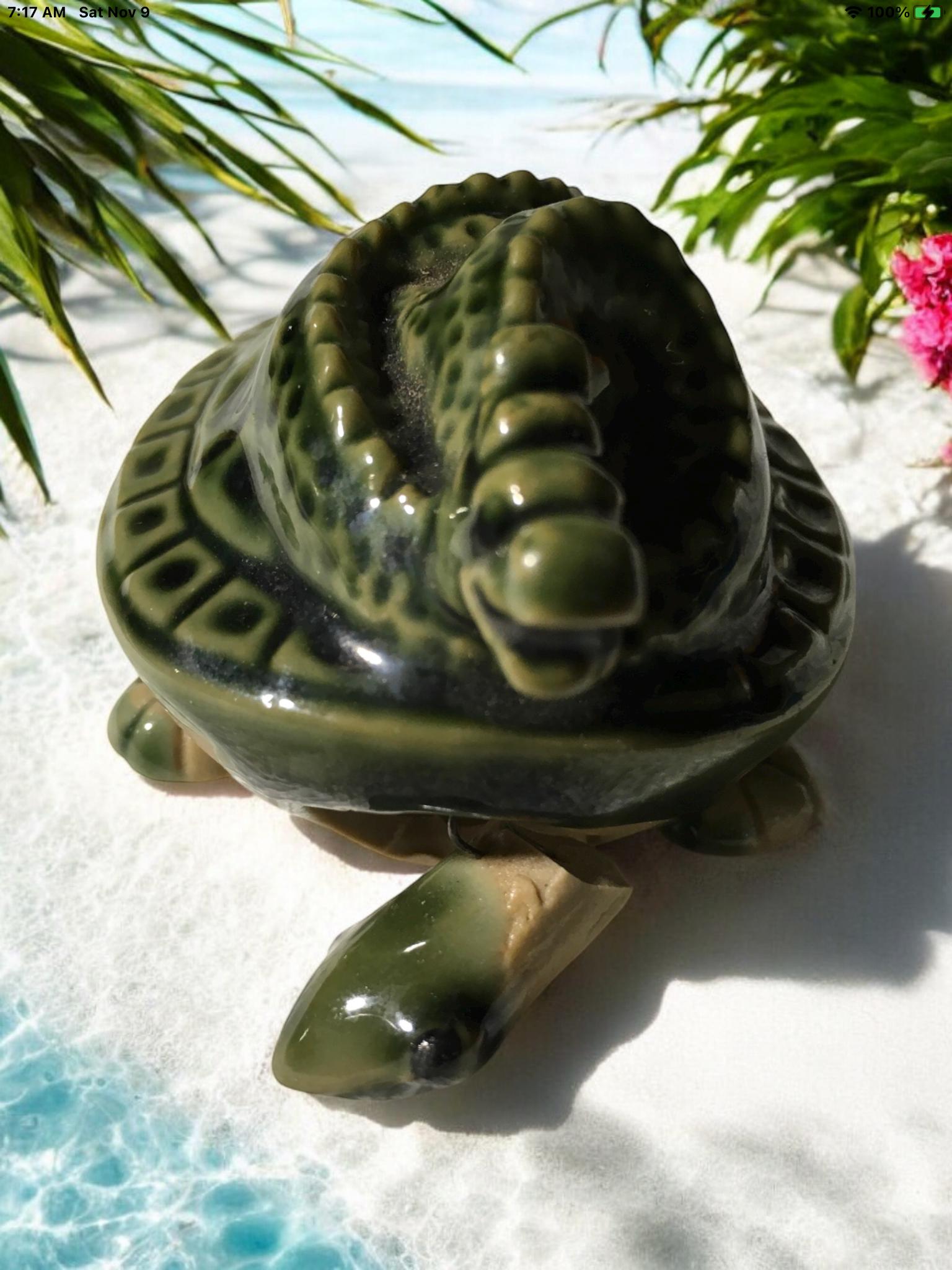 Vintage Bobble Head Turtle With Alligator on Its Back. Ceramic Turtle ...