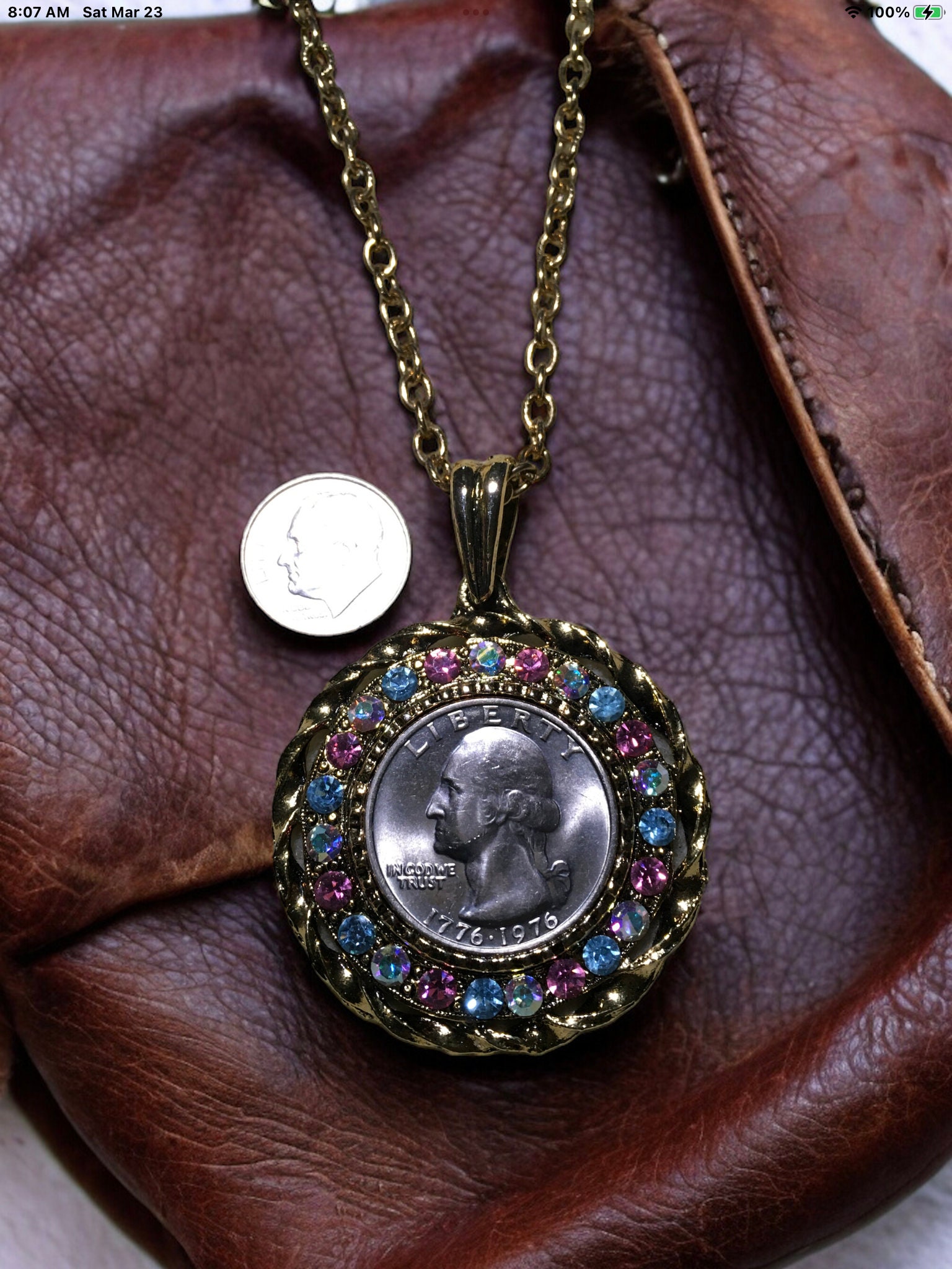 Bicentennial Quarter Necklace, Coin Necklace, Vintage Jewelry, Vintage ...