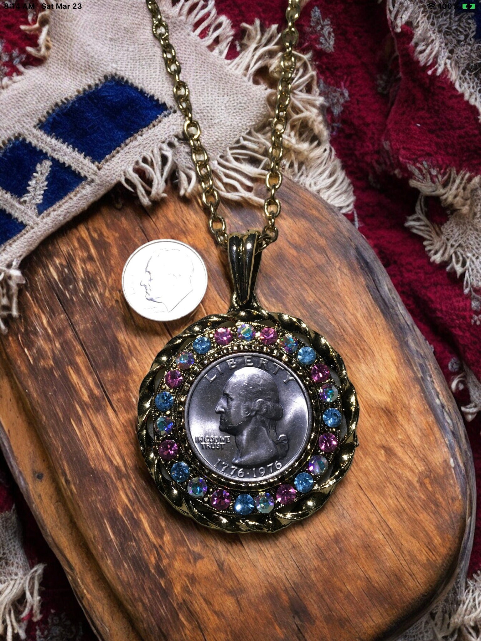 Bicentennial Quarter Necklace, Coin Necklace, Vintage Jewelry, Vintage ...