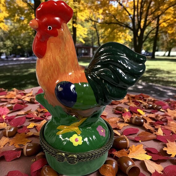 Rooster, chicken, hen trinket box, farm animal gift, … - Gem