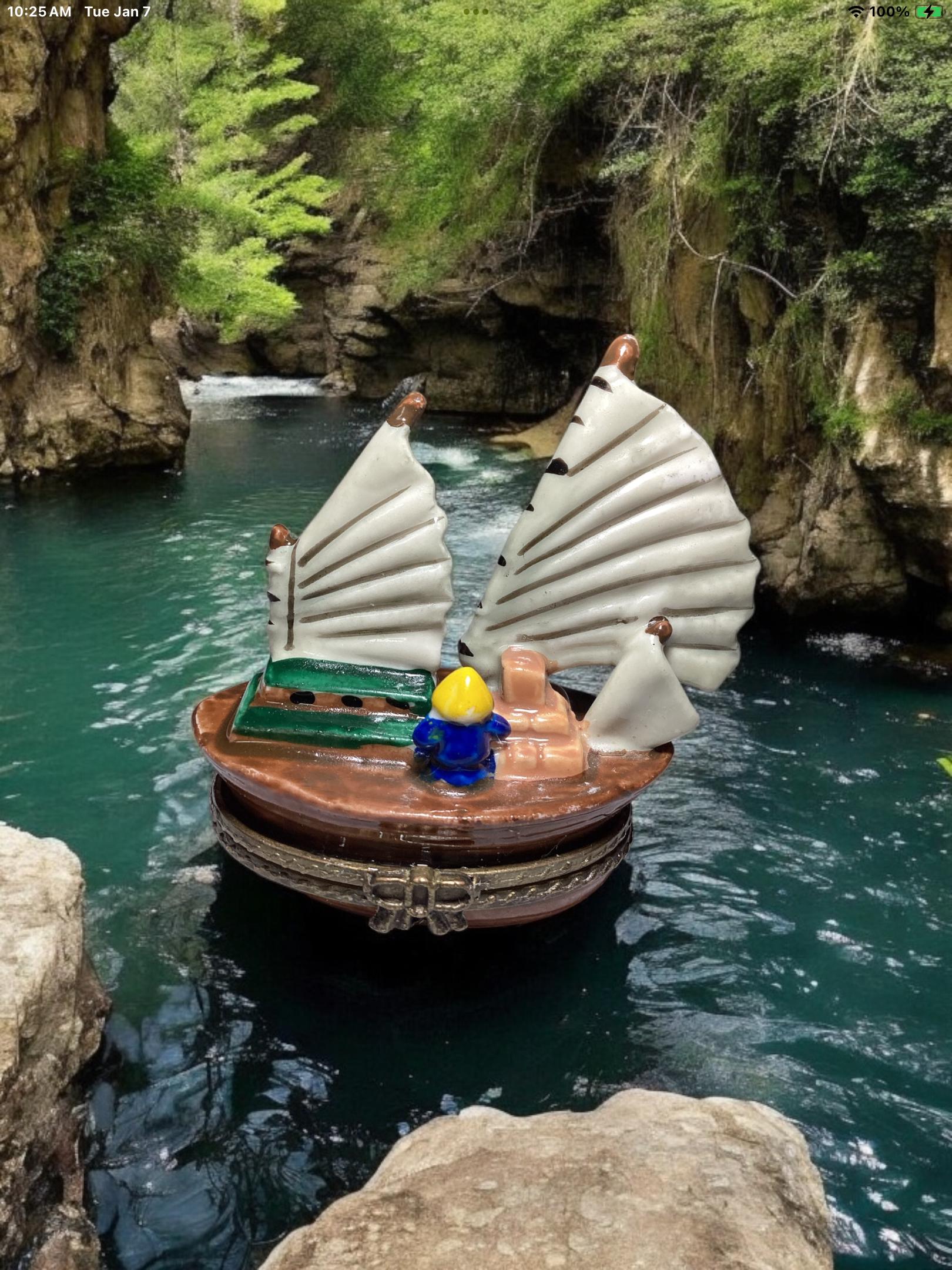 Vintage Boat Ship Pill or Trinket Box, Chinese Boat Trinket Box ...