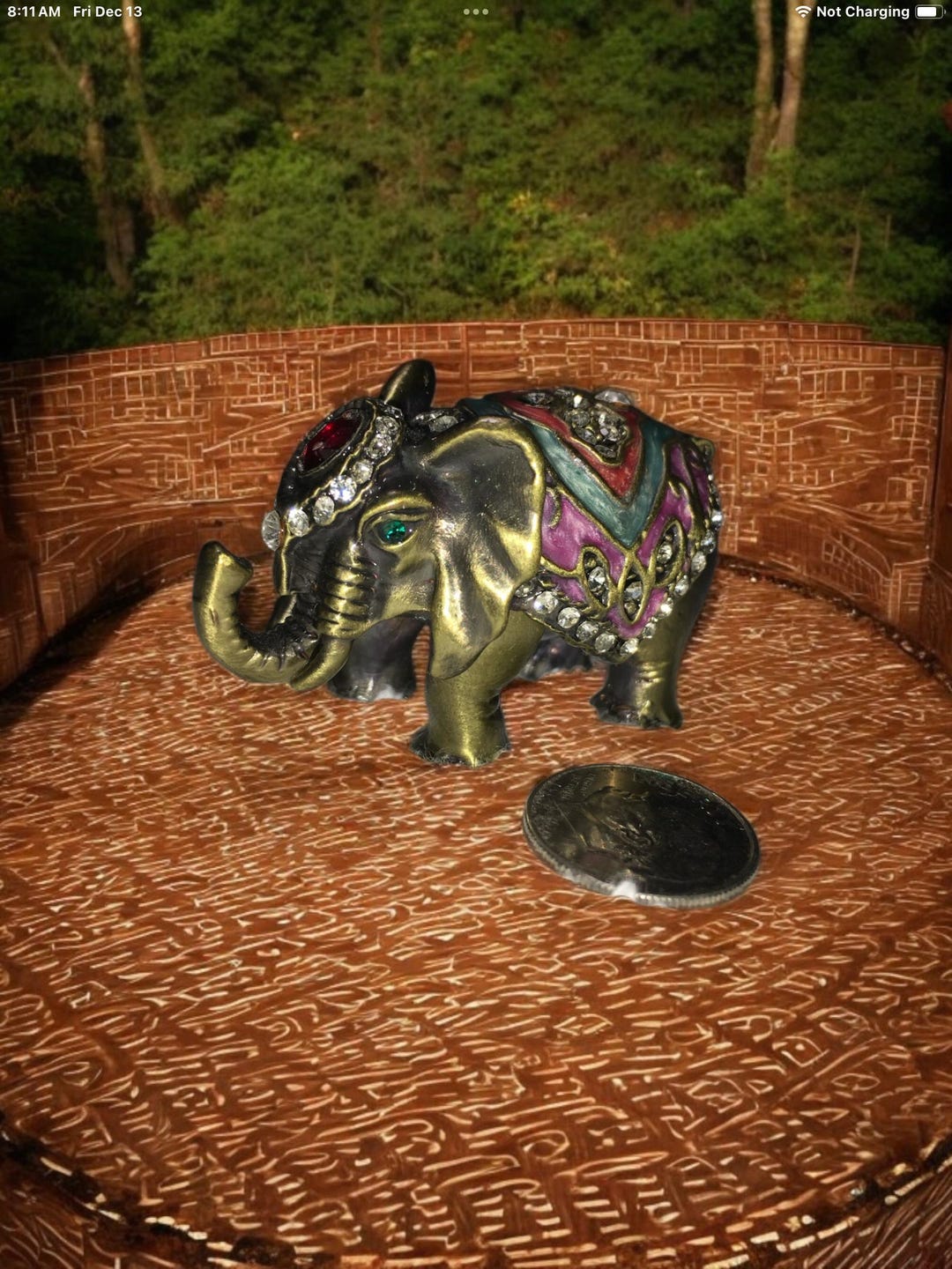 Vintage Elephant Trinket Box, Ring Box, Jeweled Elephant Box, Elephant ...