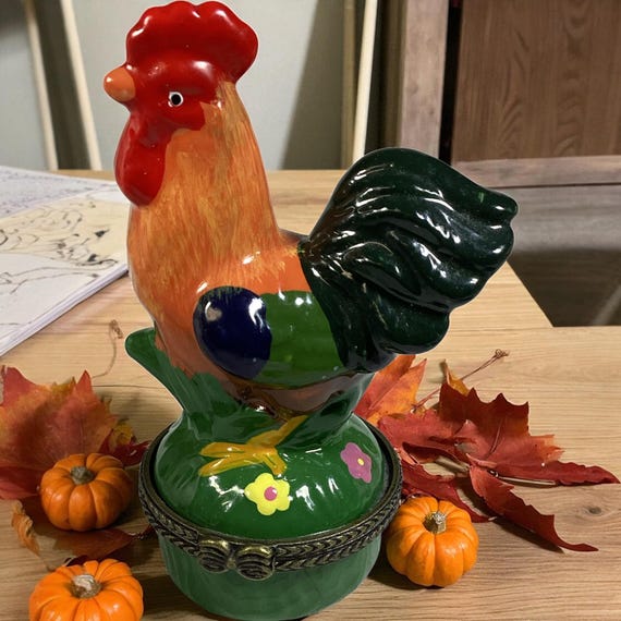 Rooster, chicken, hen trinket box, farm animal gift, … - Gem