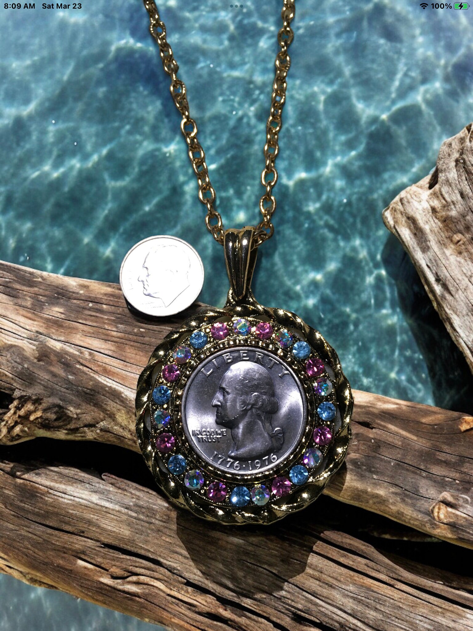 Bicentennial Quarter Necklace, Coin Necklace, Vintage Jewelry, Vintage ...